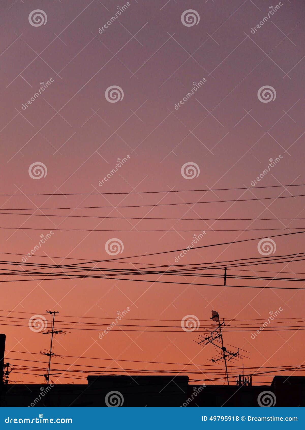 Wires on the roof stock photo. Image of sunset, roof - 49795918