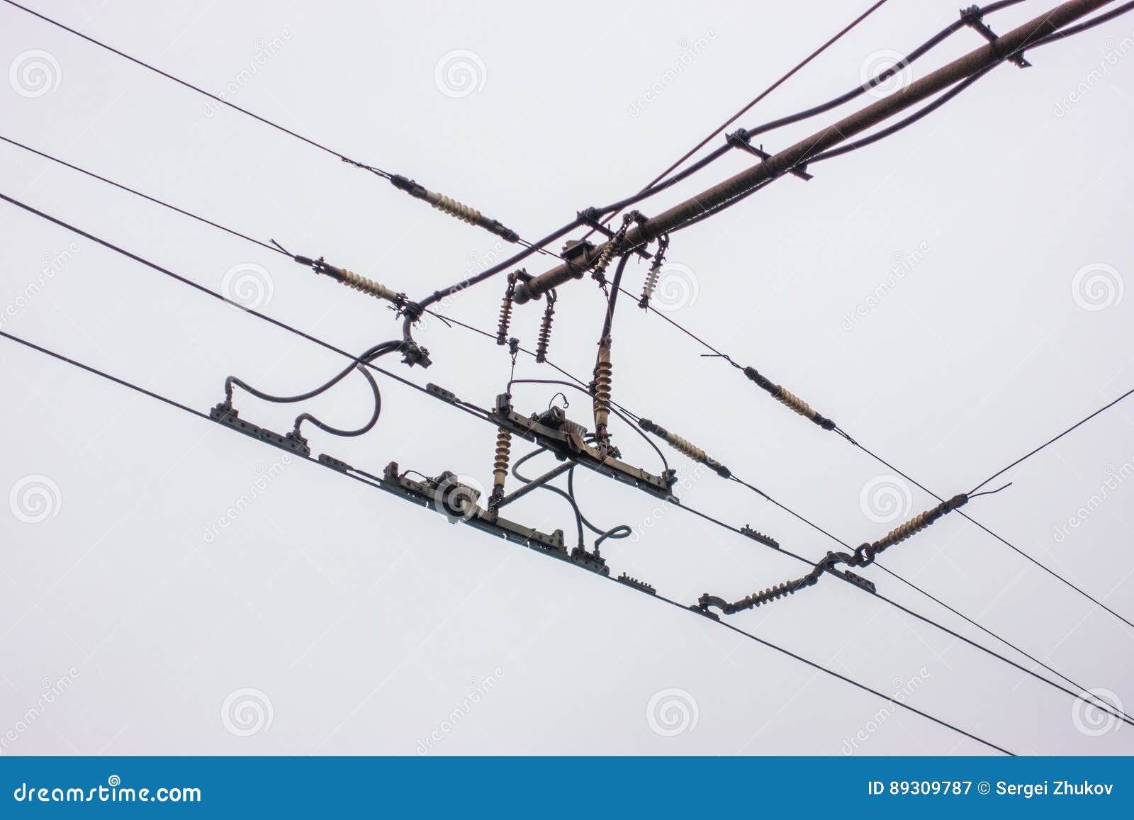 The Wires for Trolley Buses on the Background Stock Image - Image of ...