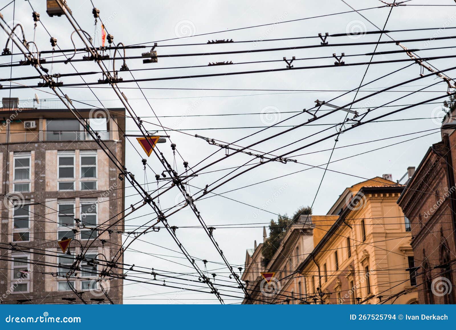 Wires of the Trolleybus Interchange Stock Photo - Image of switch ...