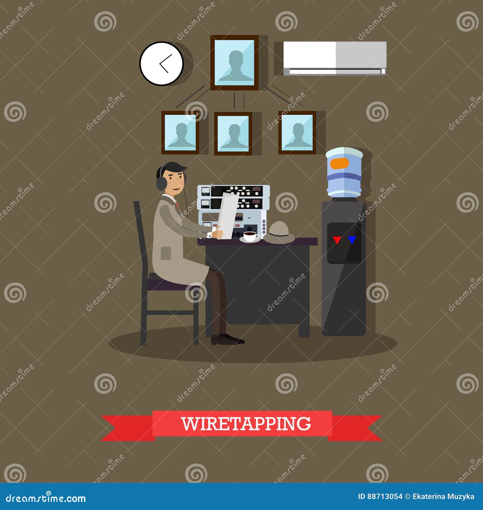 Wiretapping Concept Vector Illustration in Flat Style Stock Vector ...