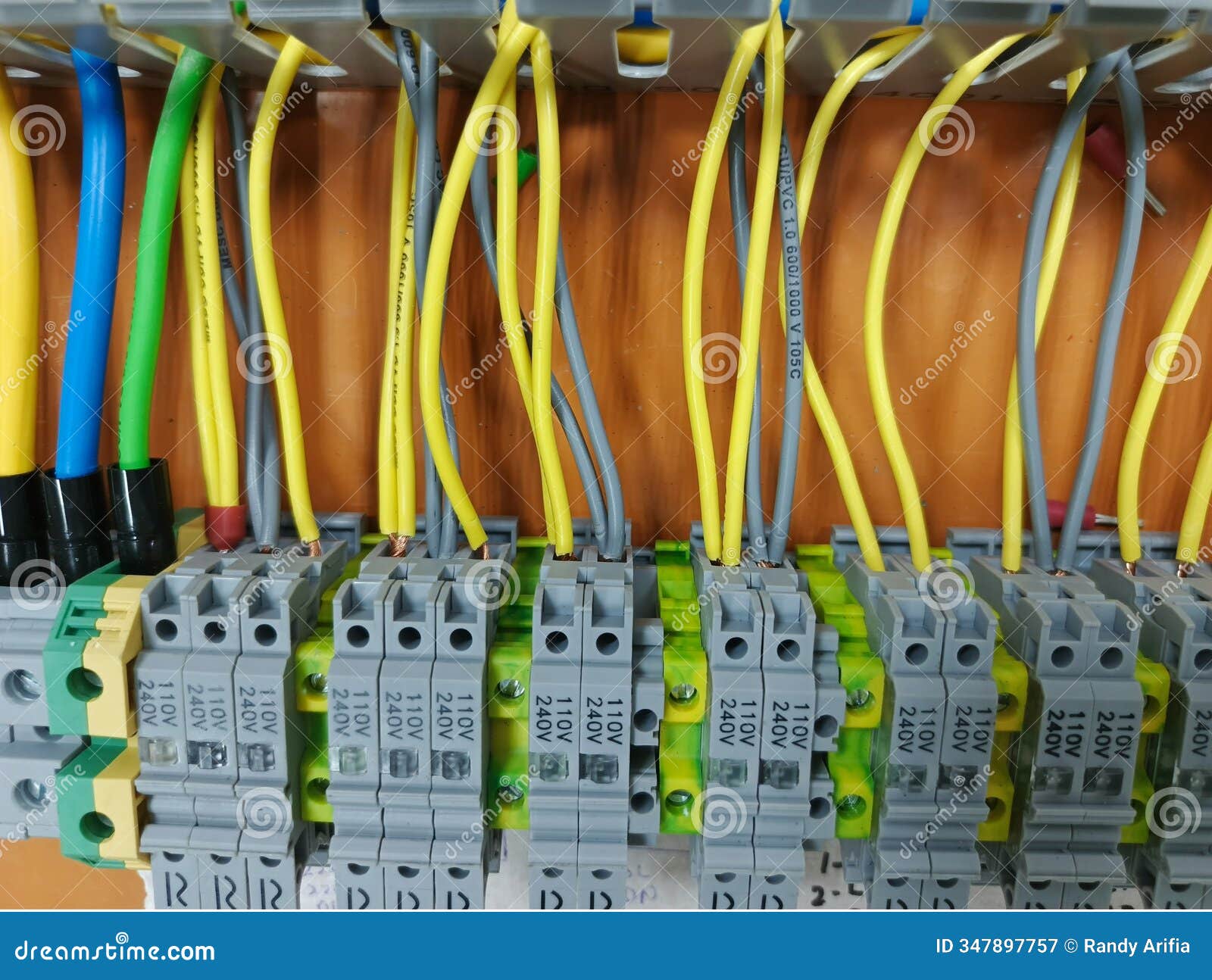 Wiring Cables in the Panel Box Stock Image - Image of electrical, orang ...