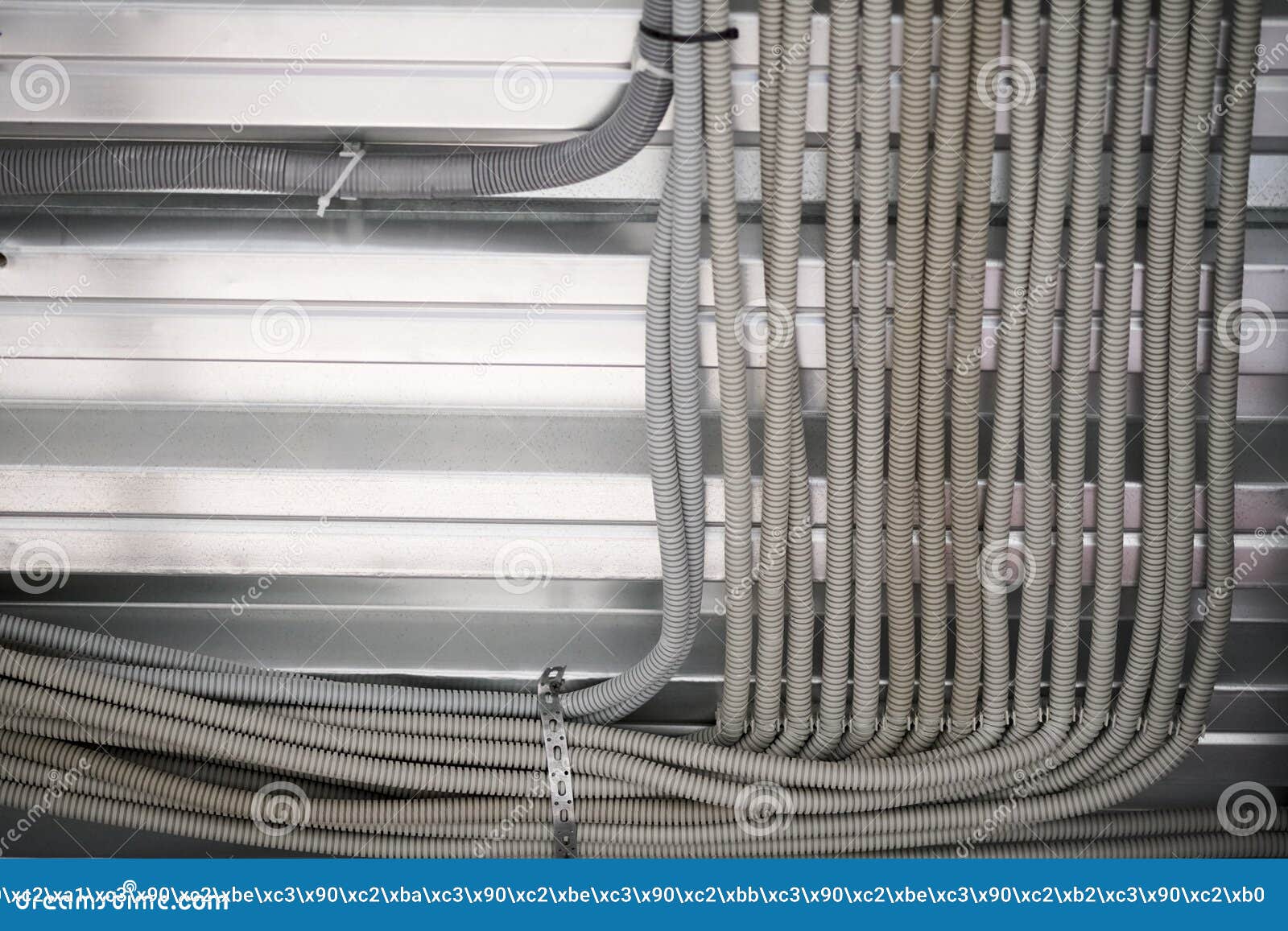 Ceiling Frame Made Of Metal Profiles, Electrical Wires Running A ...