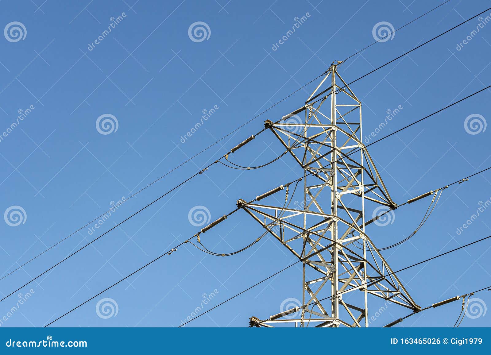 Wiring and Connection Elements in an Electricity Turret on Blue Sky ...