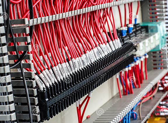 Wiring -- Control Panel with Wires Stock Photo - Image of center ...