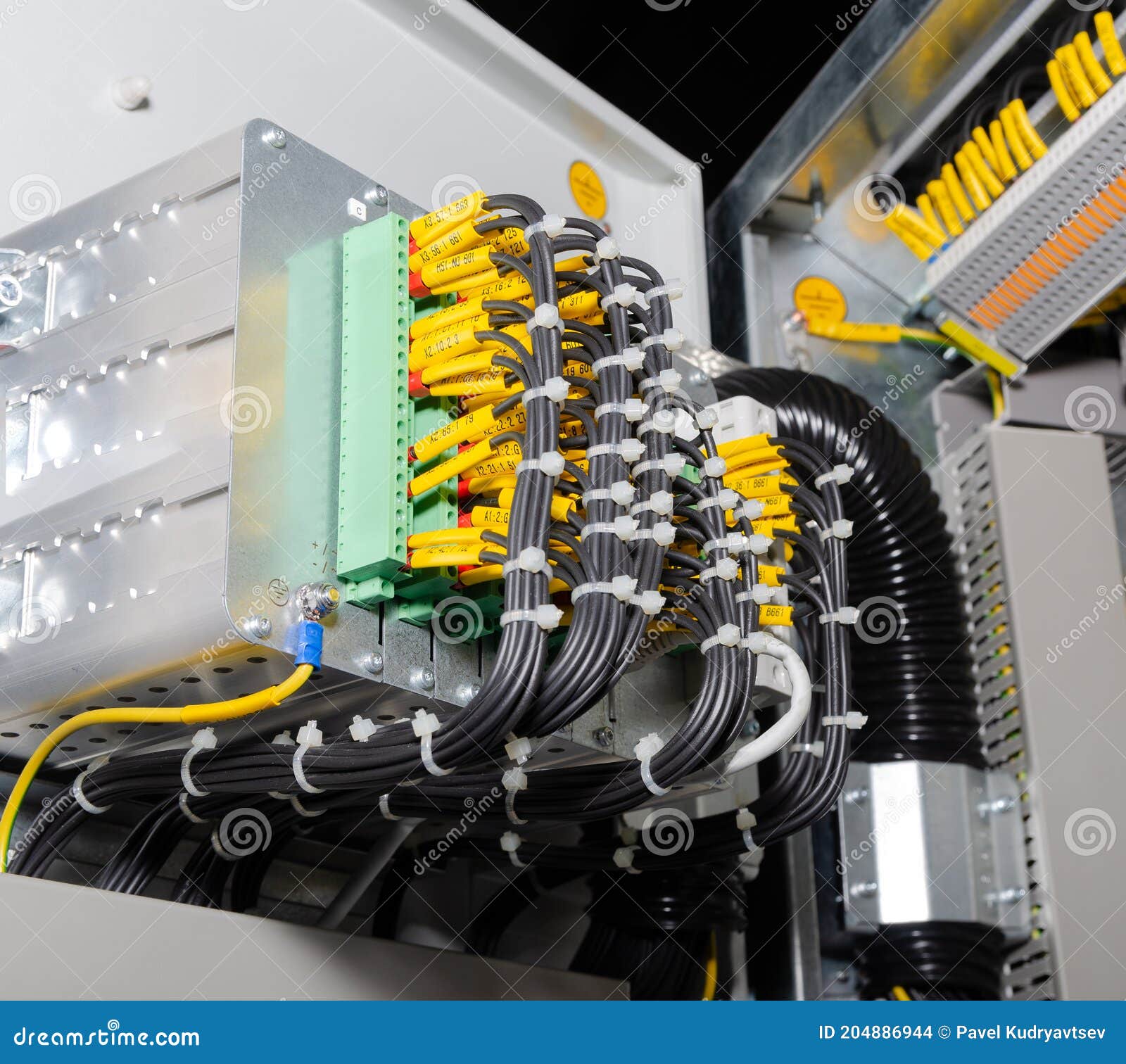 The Wiring and Machines in the Electrical Panel Stock Photo - Image of ...