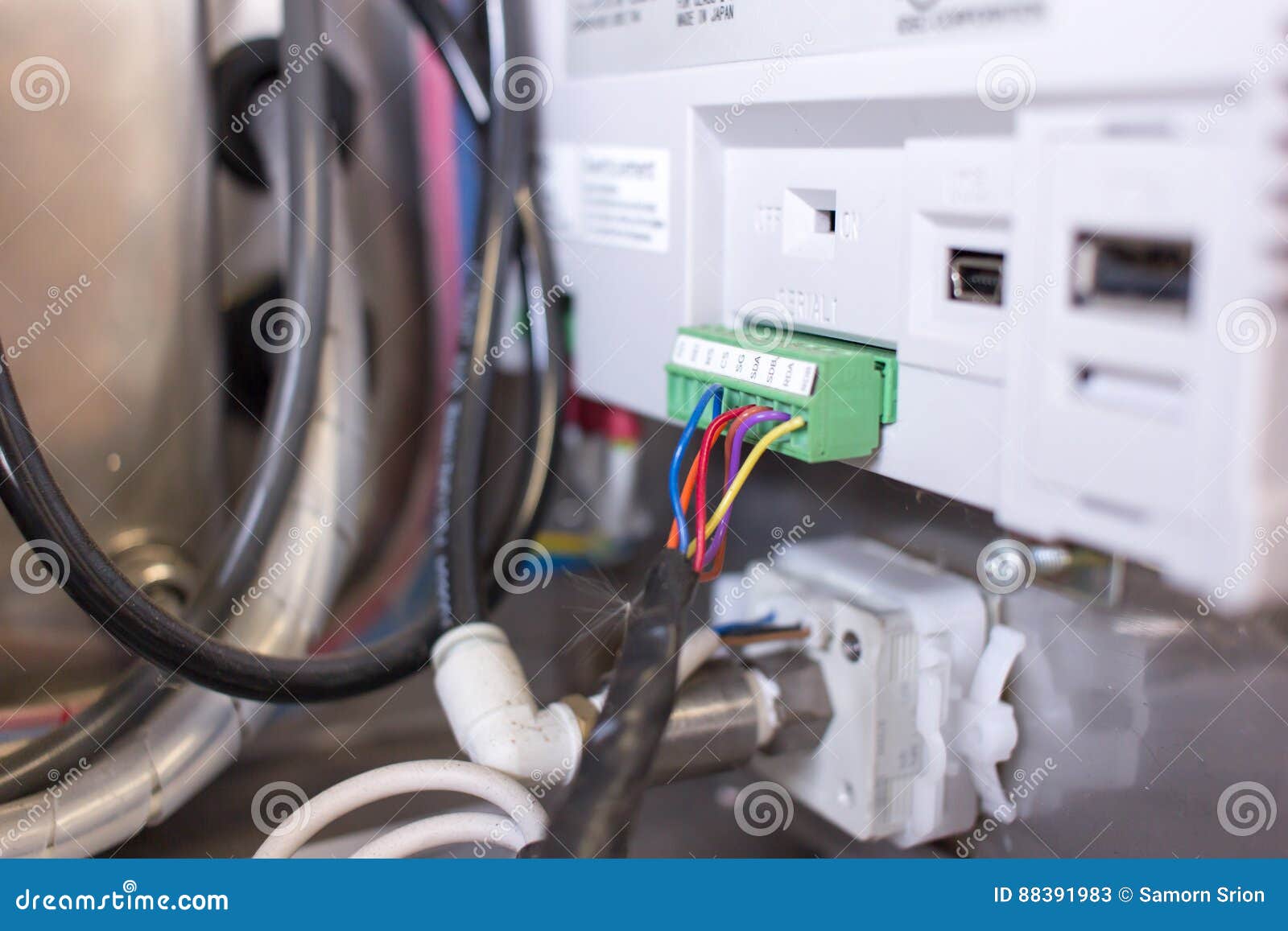 Wiring Management in Control Panel. Stock Image - Image of electricity ...