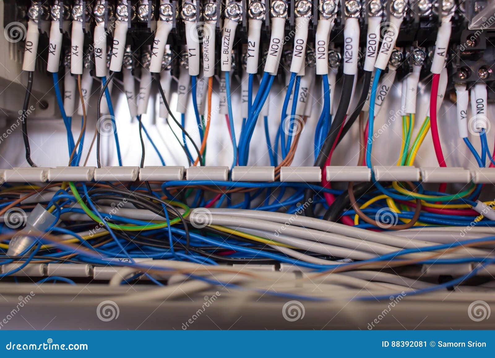 Wiring Management in Control Panel. Stock Image - Image of automatic ...