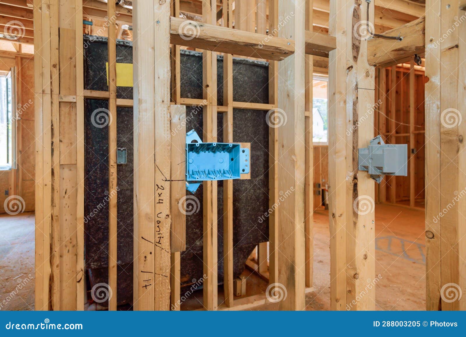 Wiring in New Home Under Construction Interior View of Electrical Box ...