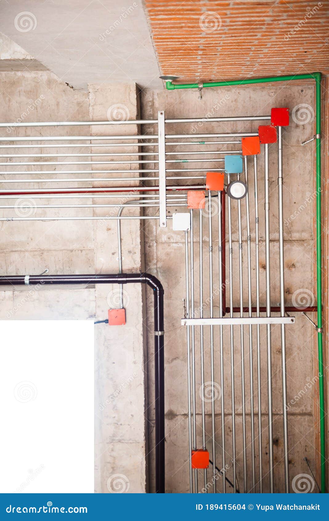 Wiring Pipe System Under Concrete Wall. Building Interior Concept Stock ...