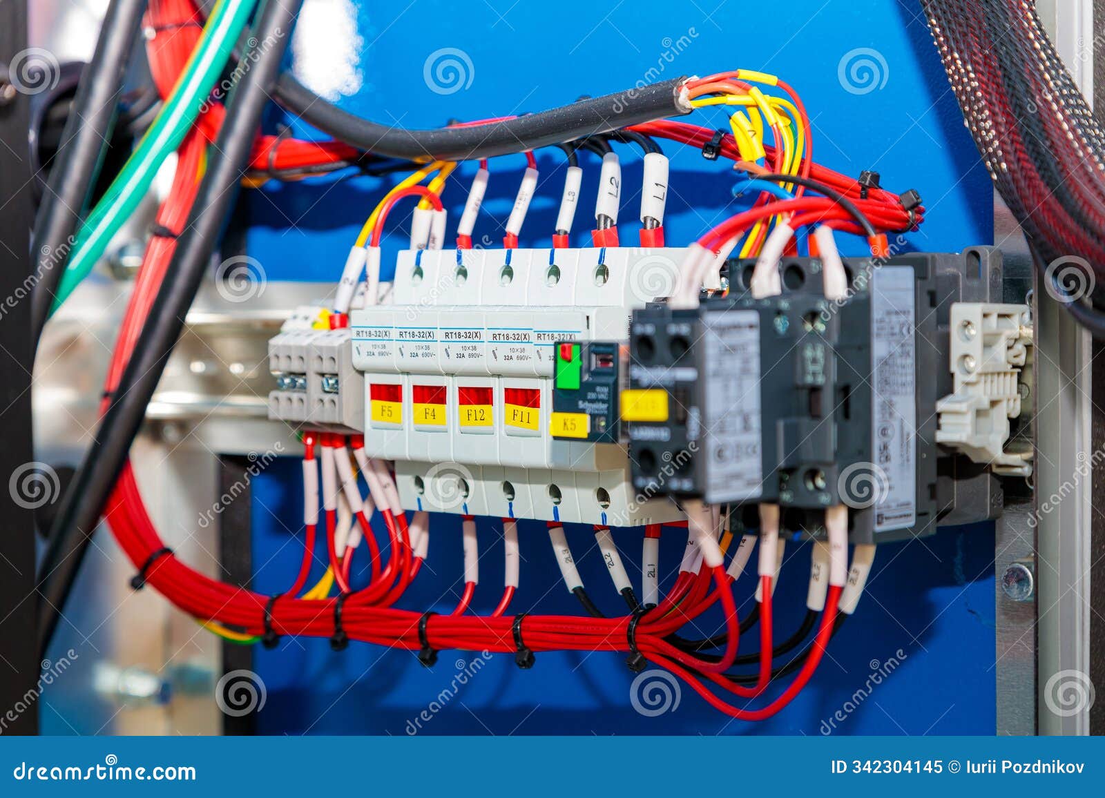Wiring and Switching Equipment Connecting Inside an Industrial Control ...
