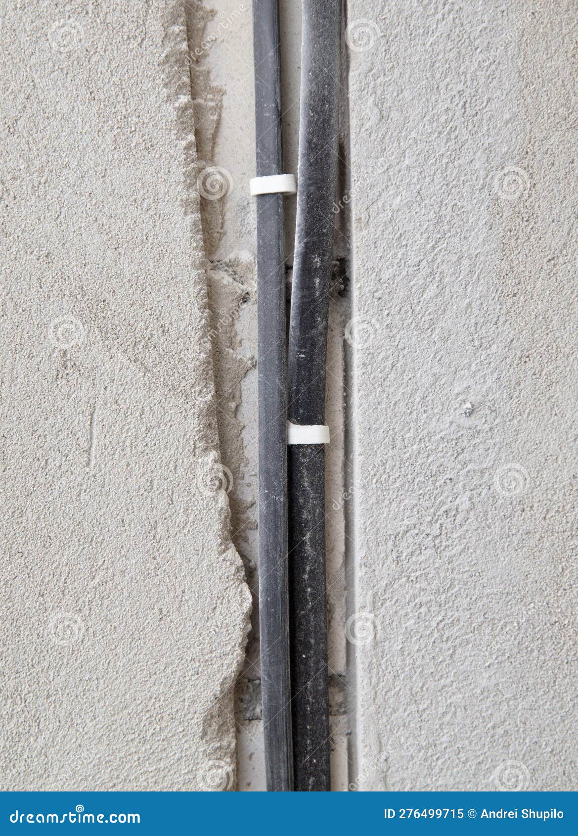 Wiring on the Wall of a House Under Construction Stock Image - Image of ...