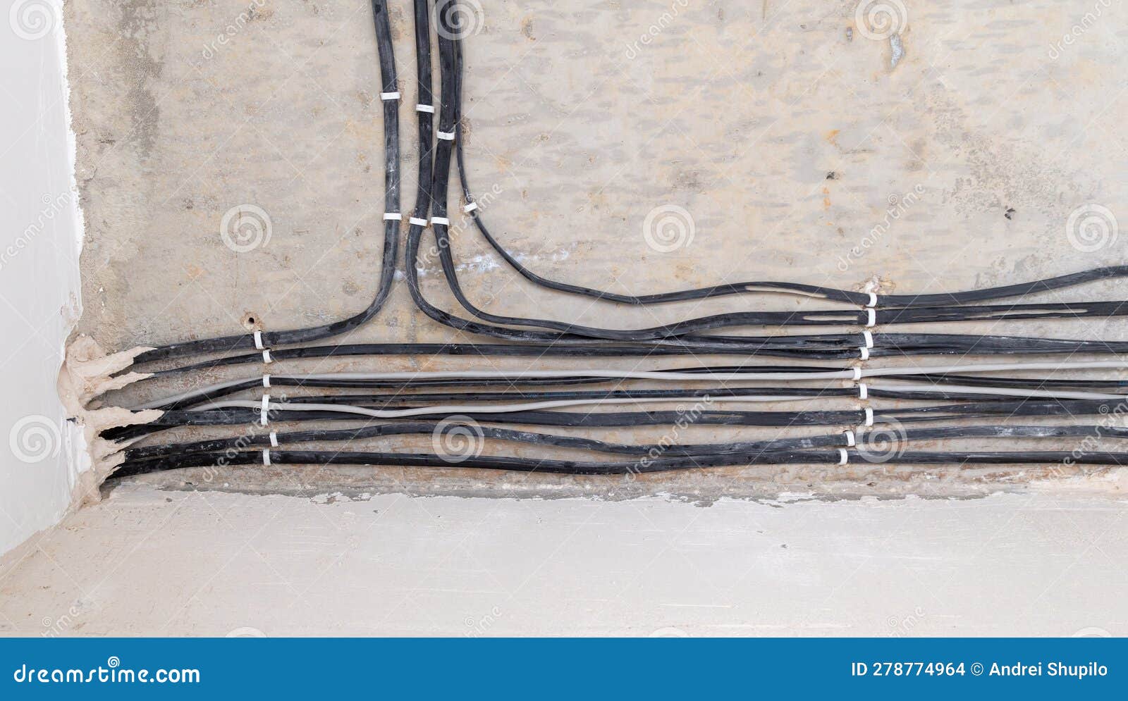 Wiring on the Wall of a House Under Construction Stock Photo - Image of ...