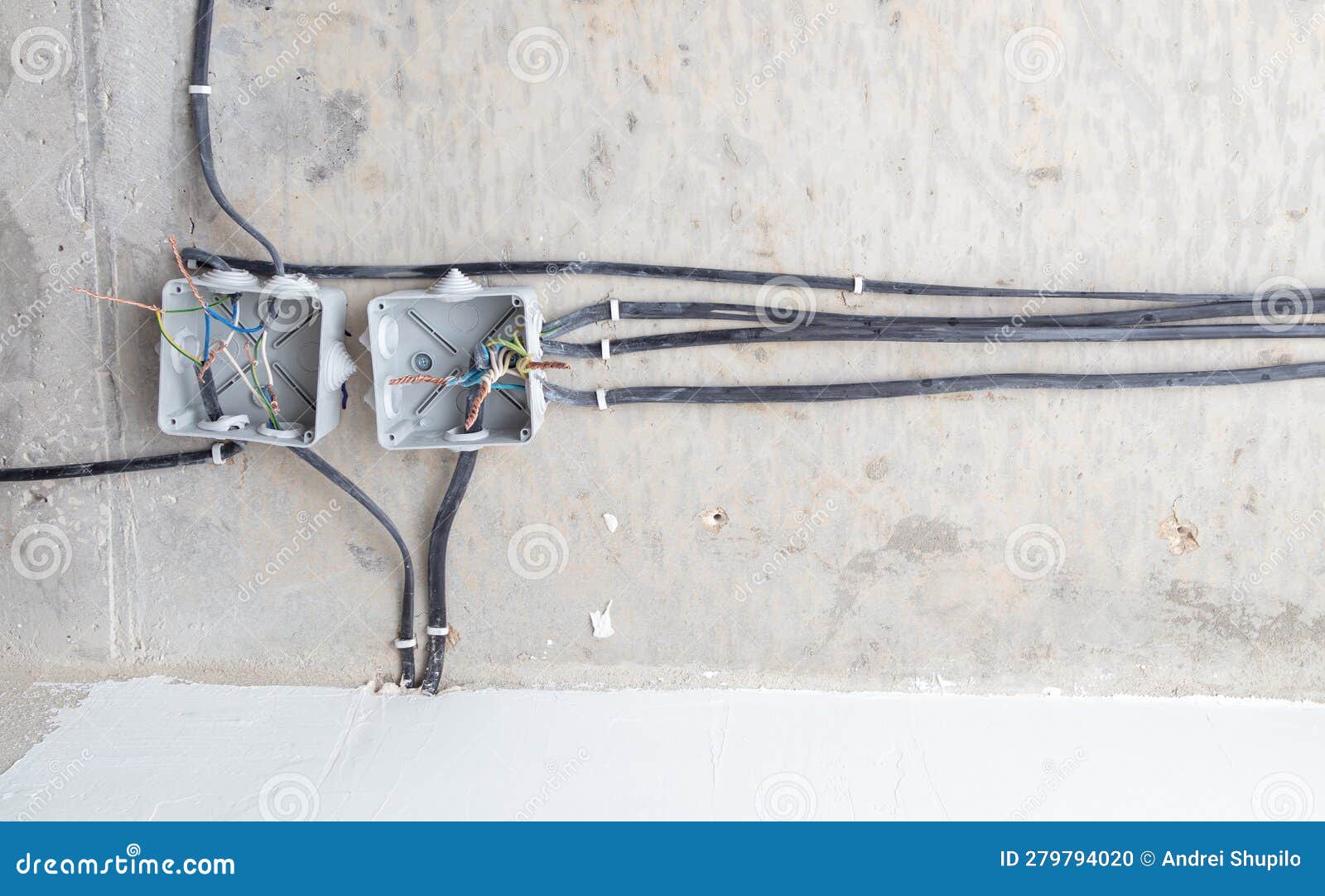 Wiring on the Wall of a House Under Construction Stock Photo - Image of ...