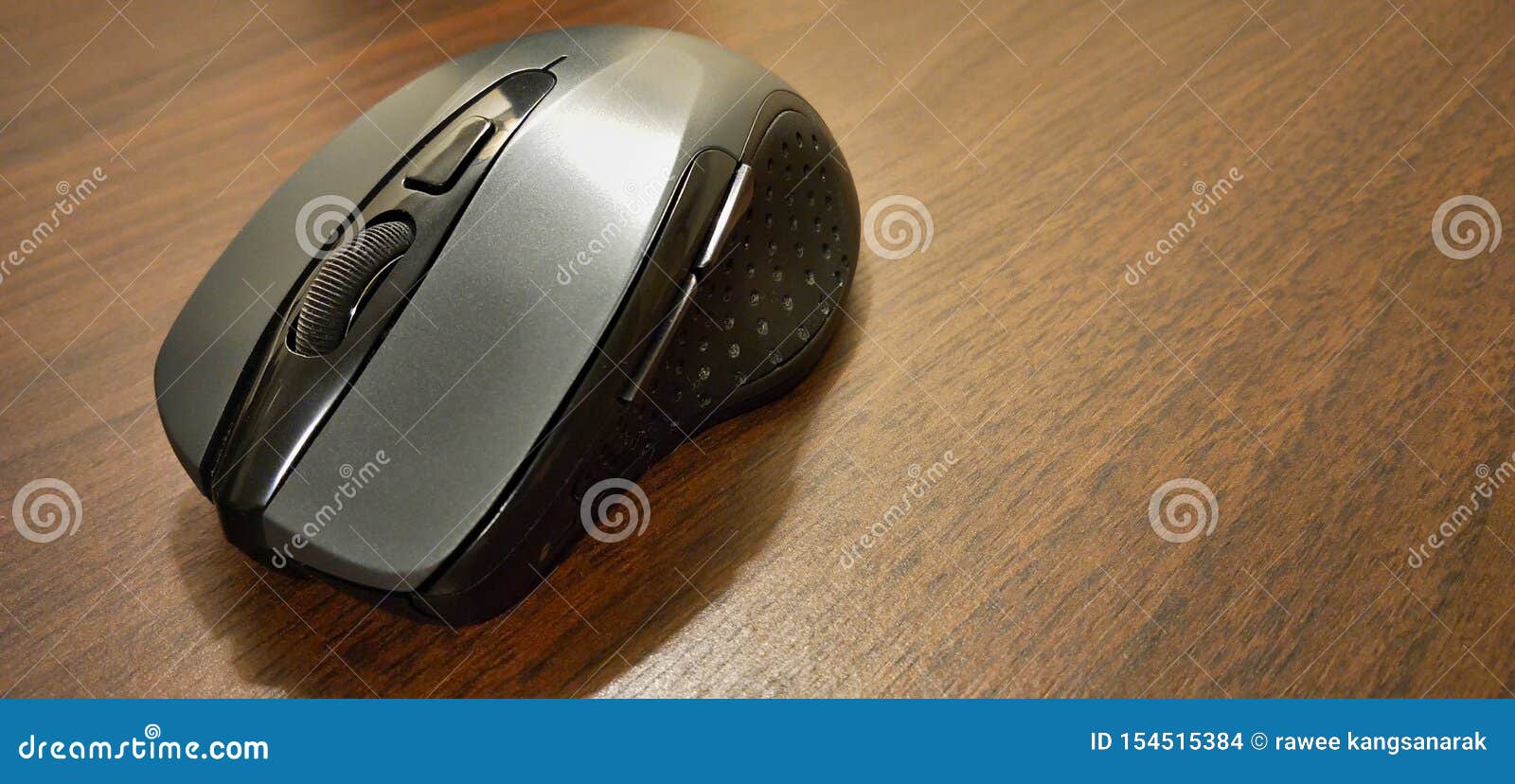 Wirless Computer Mouse on Wood Surface Table Stock Photo - Image of ...