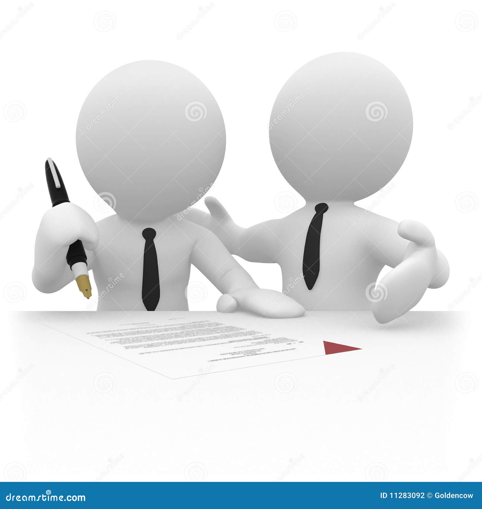 Wirtschaftler 3D, Der Einen Vertrag Unterzeichnet Stock Abbildung ...