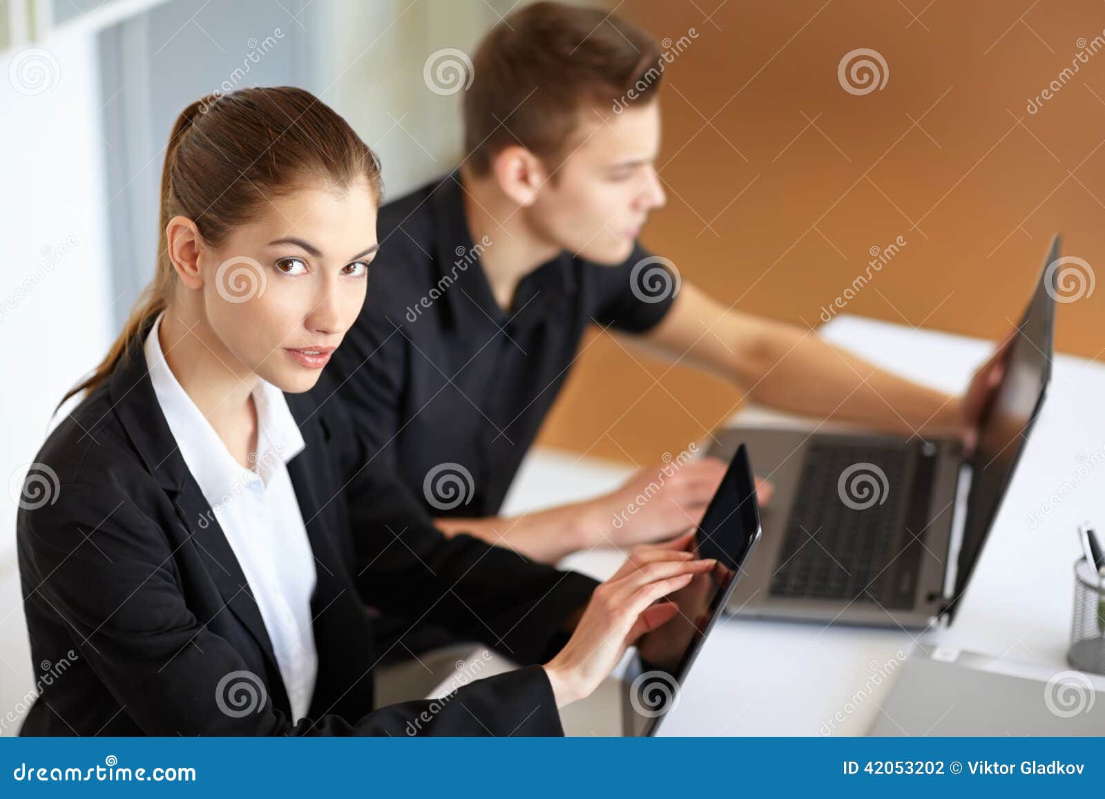 Wirtschaftler, Die an Den Computern Arbeiten Stockfoto - Bild von ...