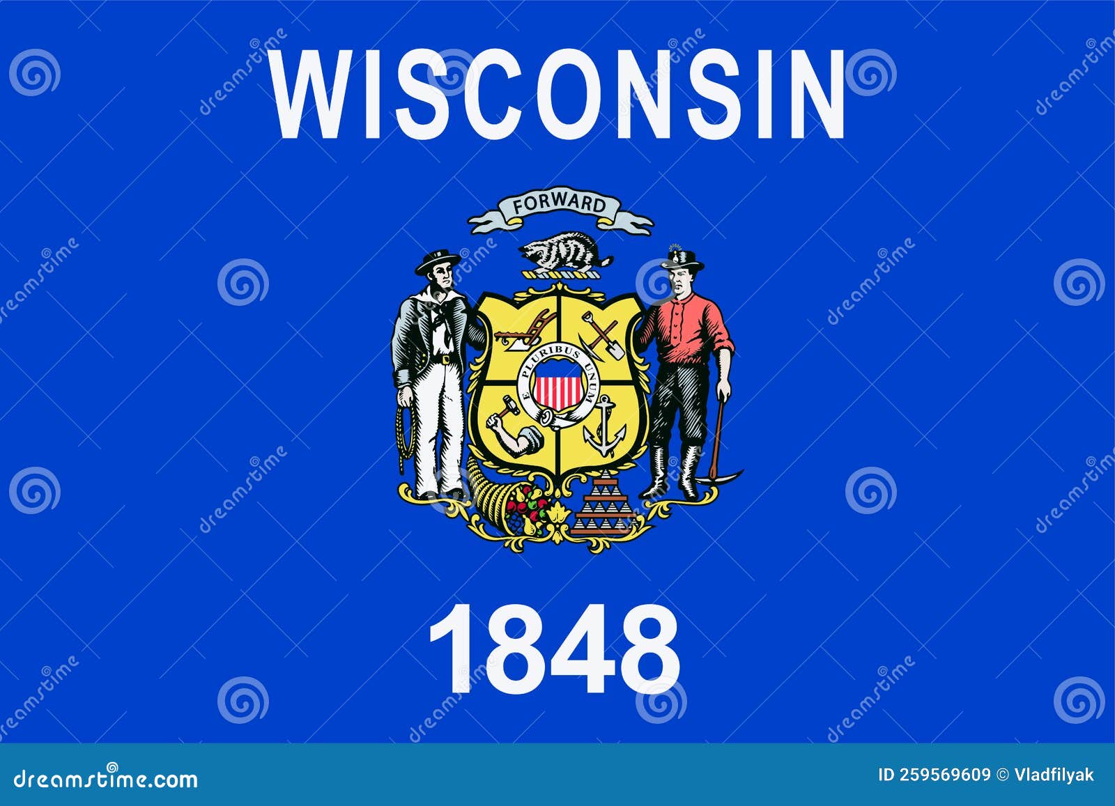 State flag of Wisconsin stock vector. Illustration of design - 259569609