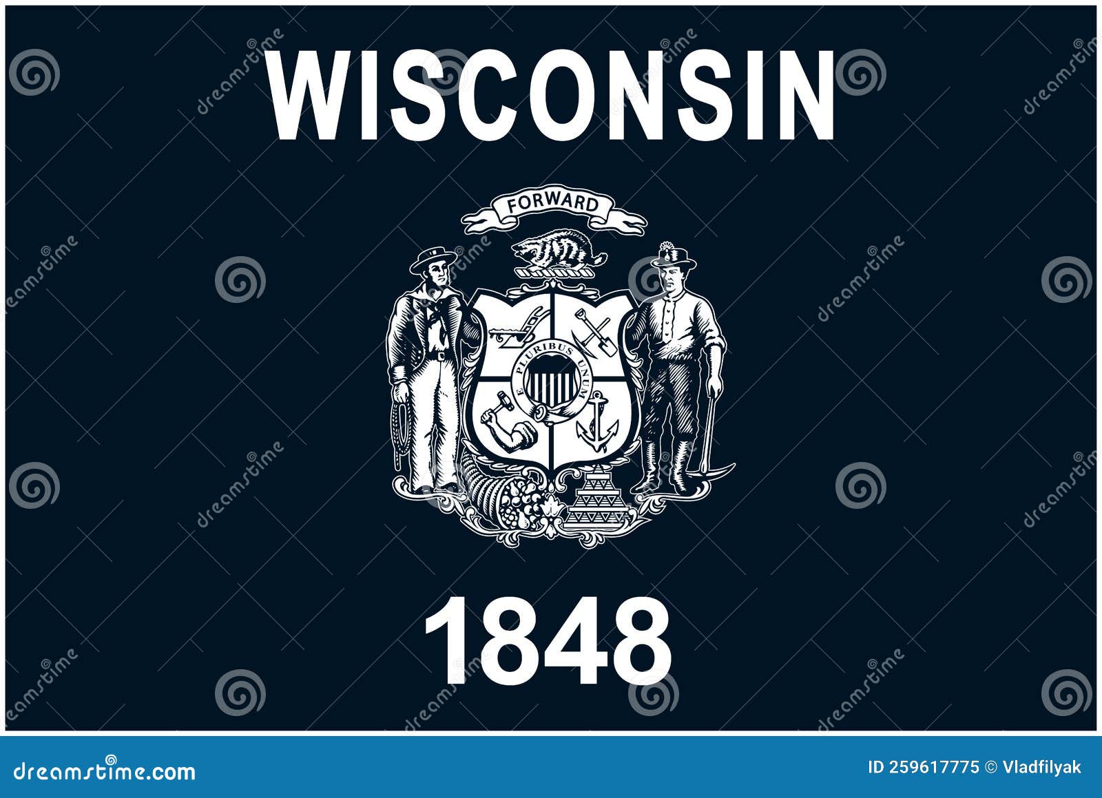 State Flag of Wisconsin in Black and White Colors Stock Vector ...