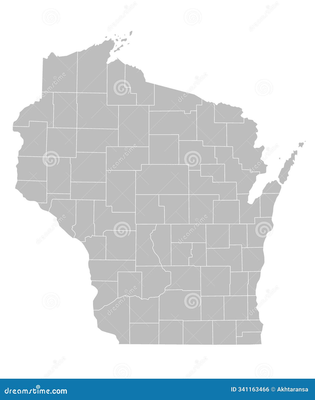 Wisconsin Administrative Map. Counties Map of Wisconsin, Blank Map ...