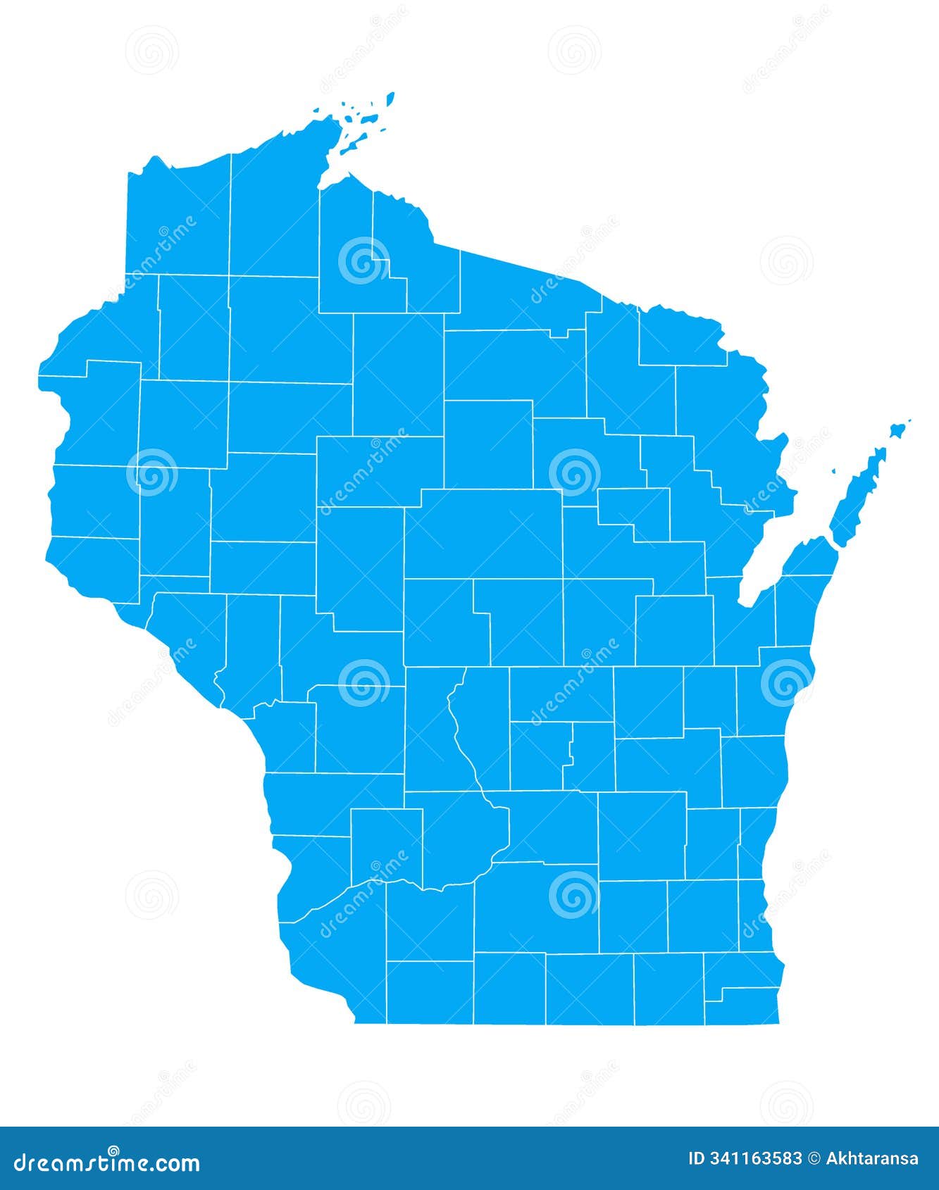 Wisconsin Administrative Map. Counties Map of Wisconsin, Blank Map ...
