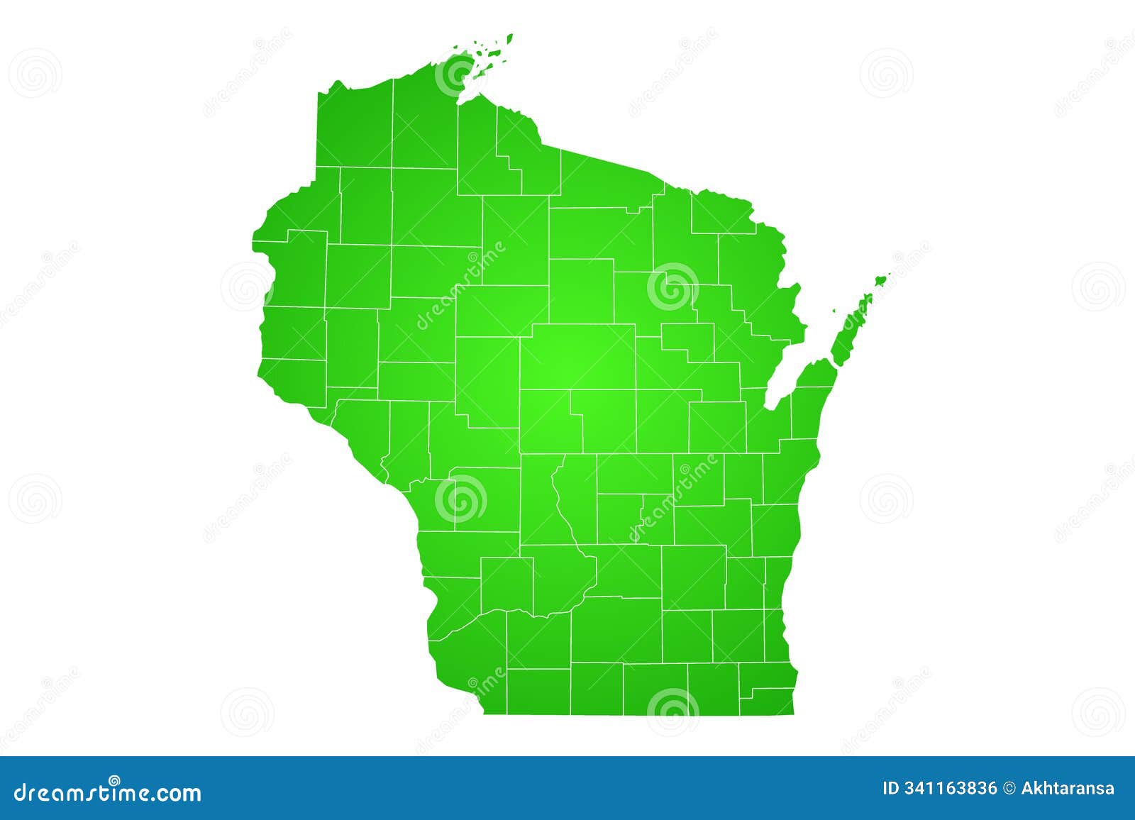 Wisconsin Administrative Map. Counties Map of Wisconsin, Blank Map ...