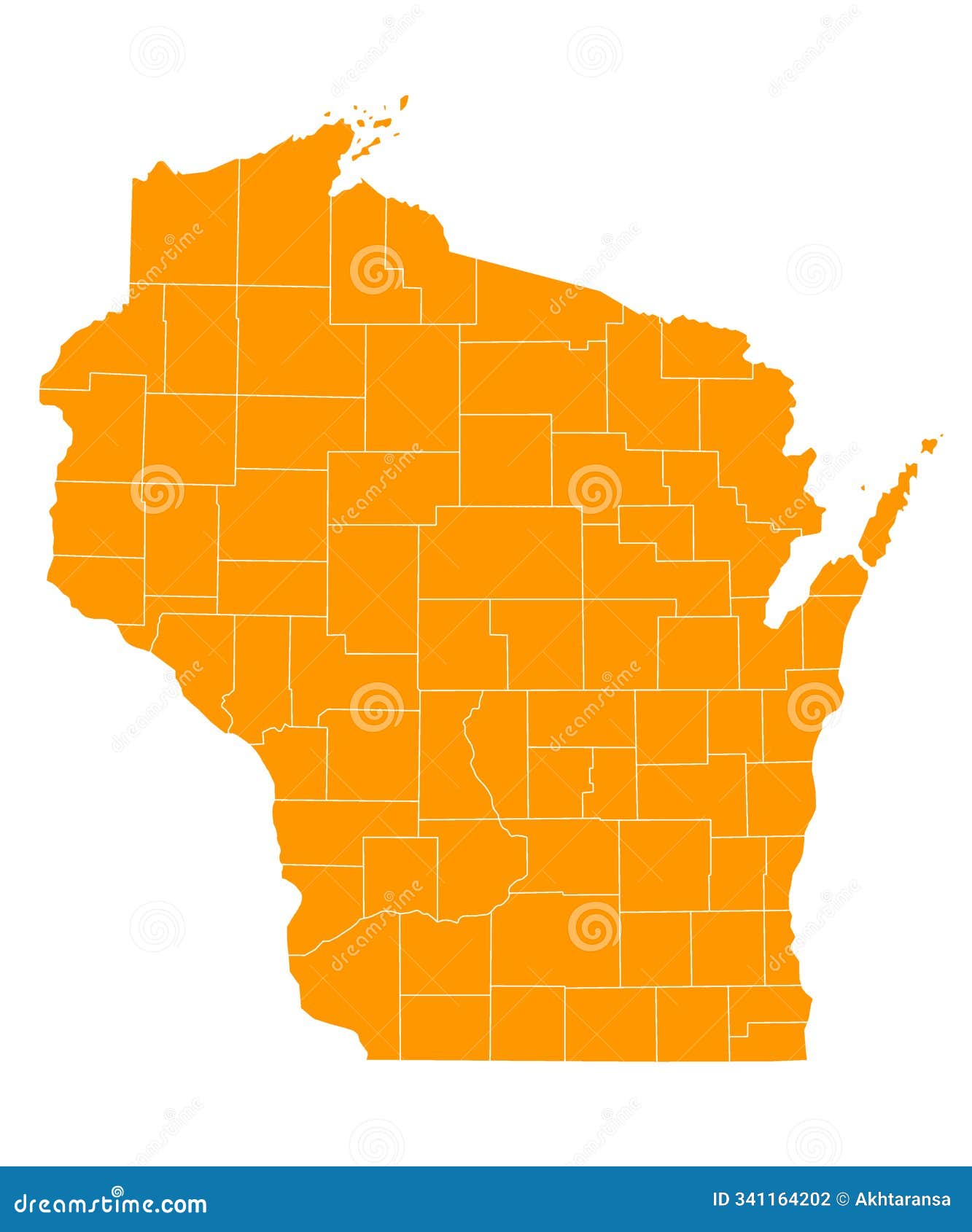 Wisconsin Administrative Map. Counties Map of Wisconsin, Blank Map ...