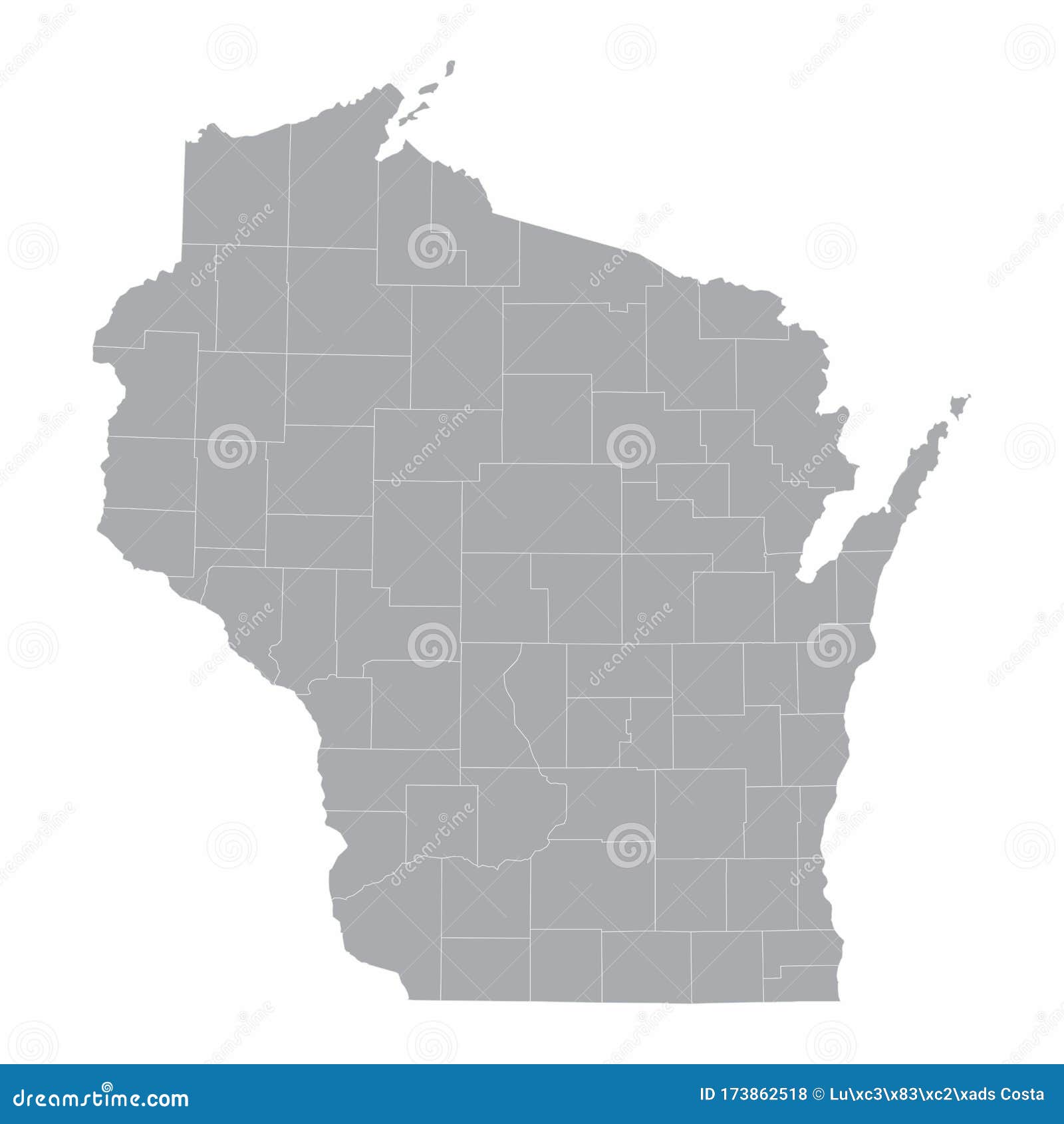 Wisconsin counties map stock illustration. Illustration of outline ...