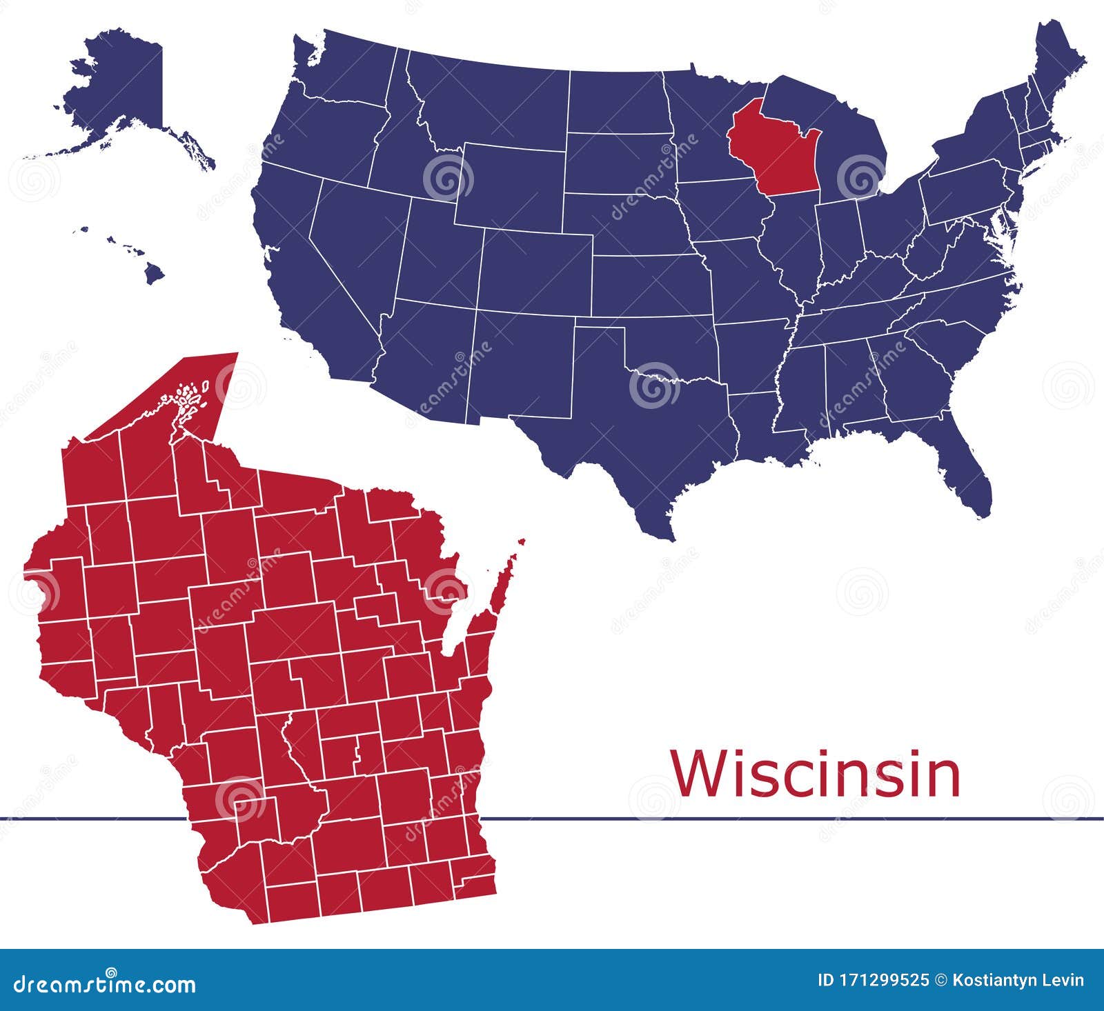 Wisconsin Counties Vector Map Stock Vector - Illustration of ...