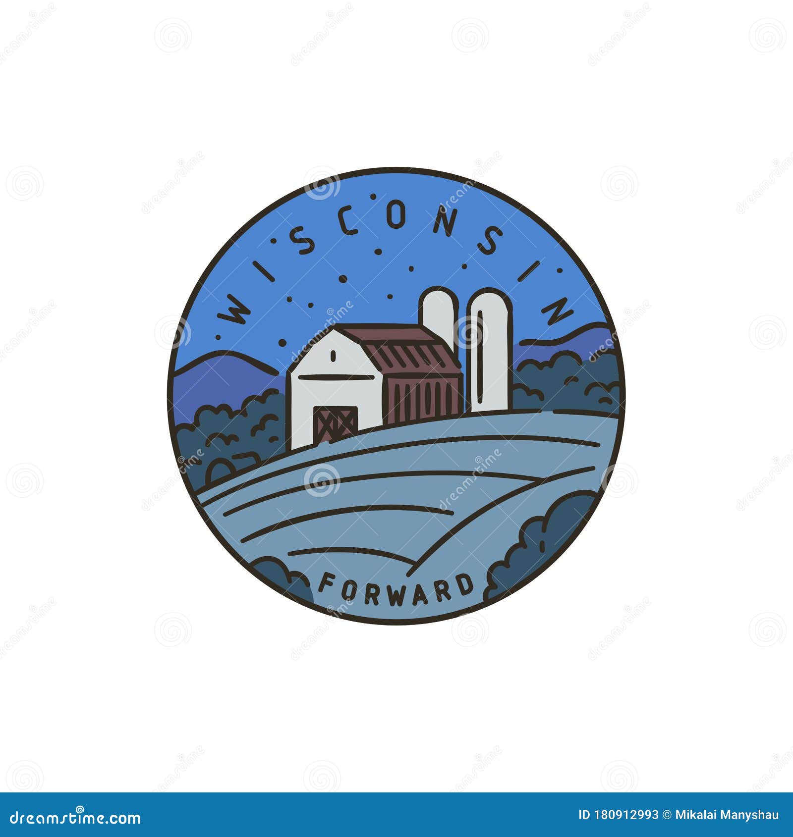 Wisconsin Farm Corn field. stock vector. Illustration of stamp - 180912993