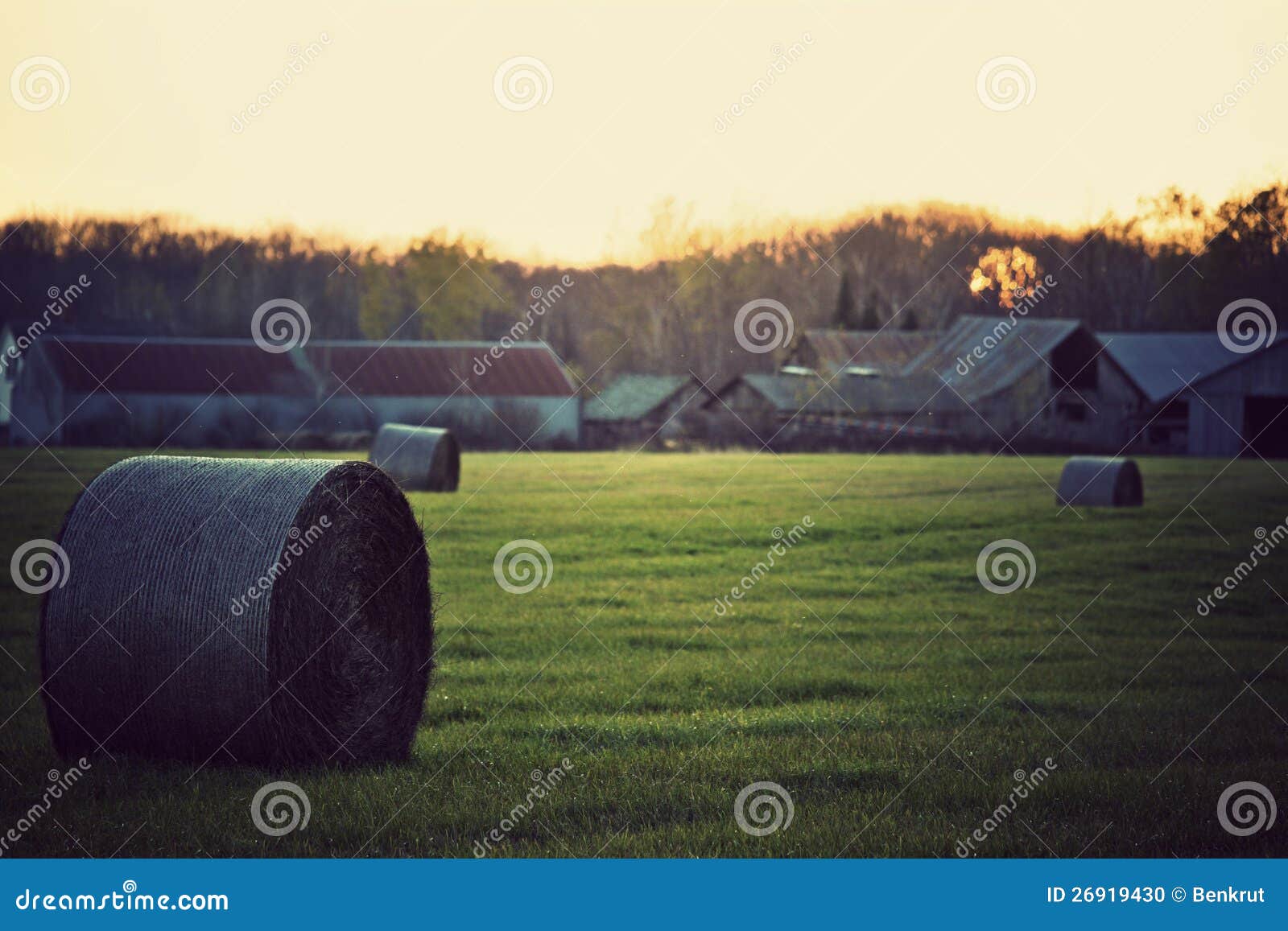 Wisconsin Farm at sunset. stock photo. Image of farm - 26919430
