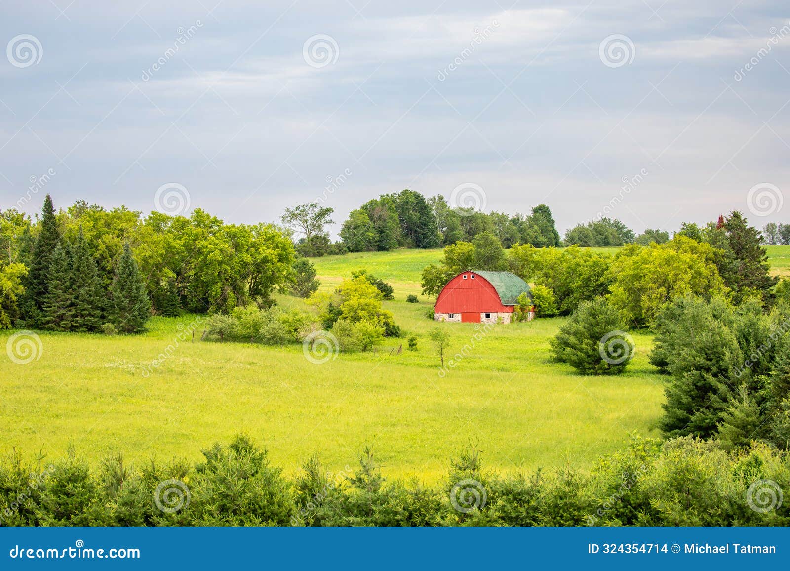 Wisconsin Farmland in June with a Red Barn Stock Photo - Image of ...