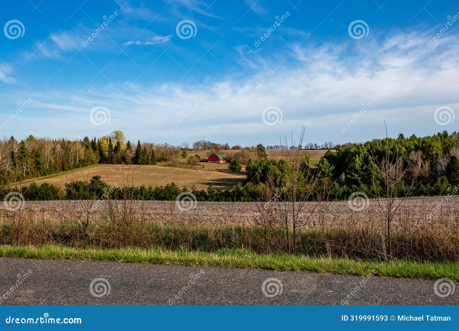 Wisconsin Farmland with Red Barn in April Stock Image - Image of copy ...