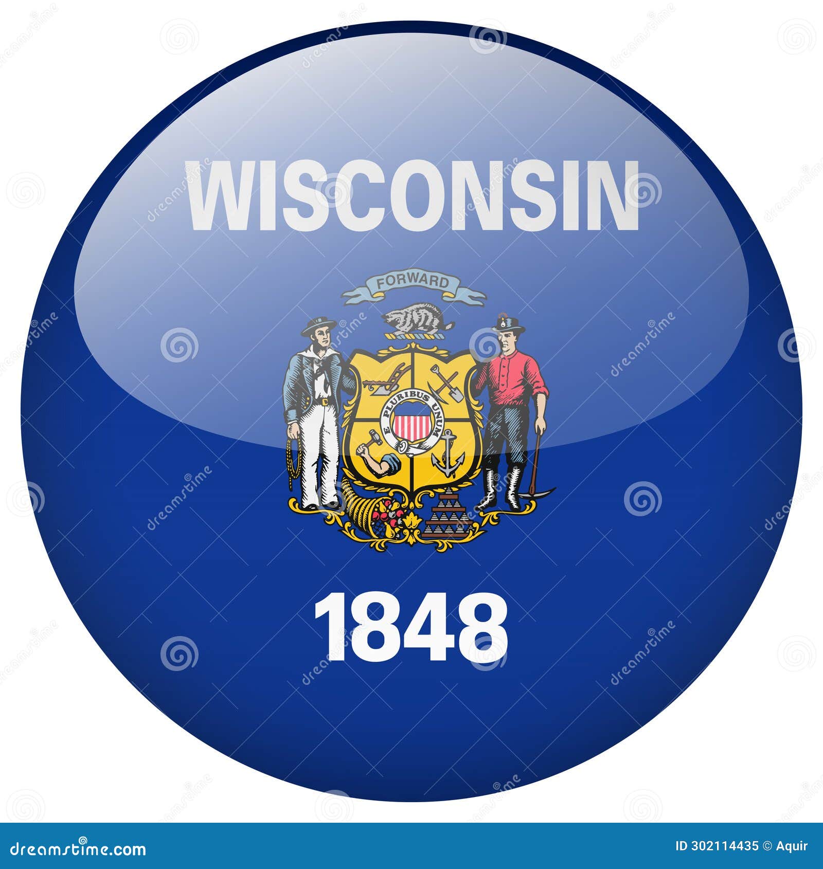 Wisconsin flag button stock vector. Illustration of sign - 302114435