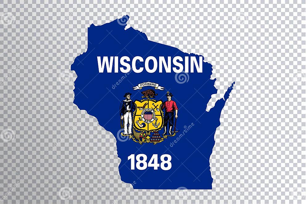 Wisconsin Flag on Map, Transparent Background Stock Illustration ...
