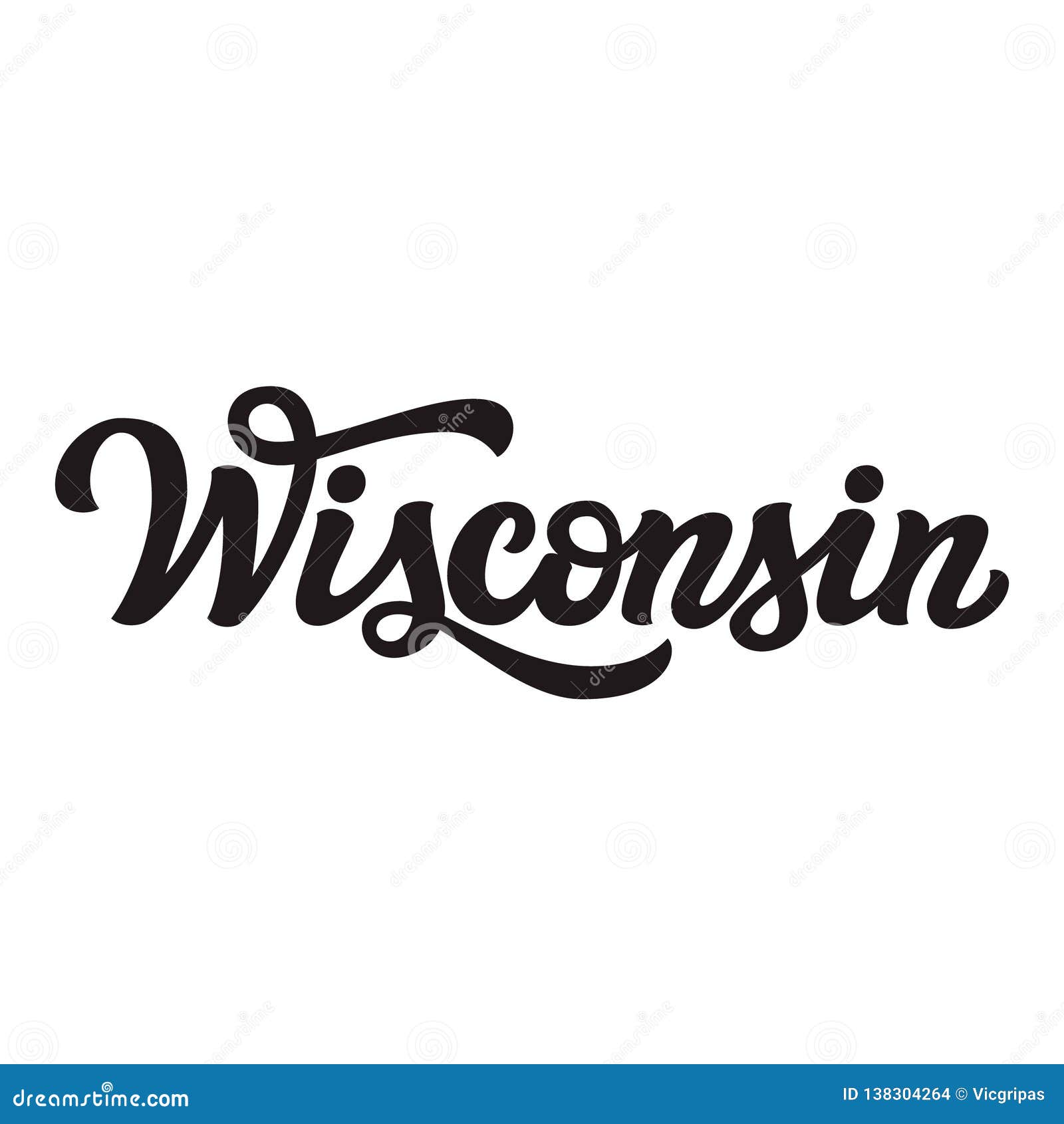 Wisconsin Hand Gezeichnet, Text Beschriftend Vektor Abbildung ...