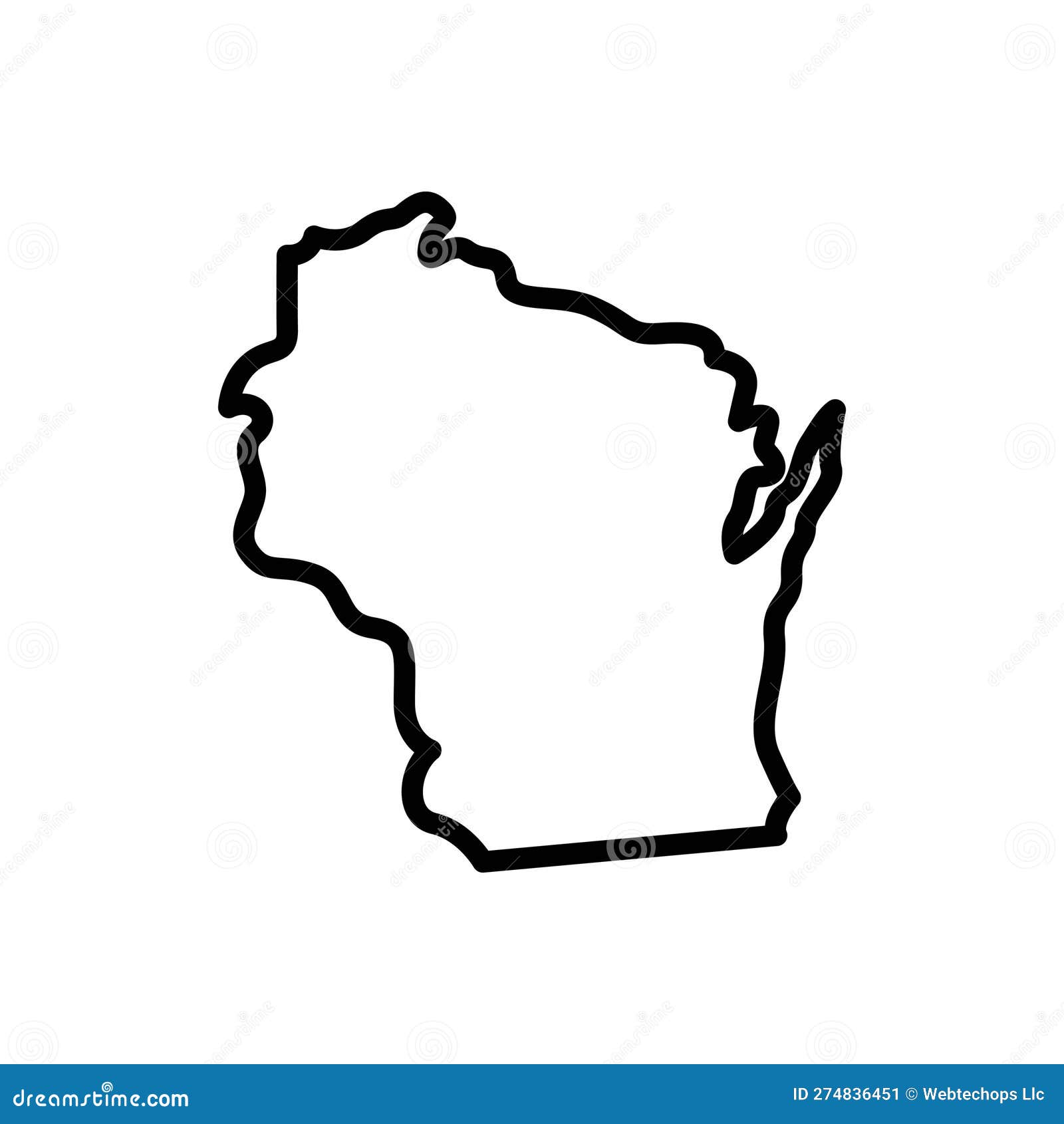 Black Line Icon for Wisconsin, Country and States Stock Vector ...