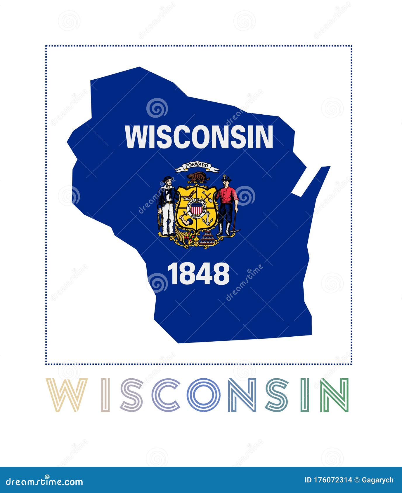 Wisconsin Logo. Map of Wisconsin with Us State. Stock Vector ...