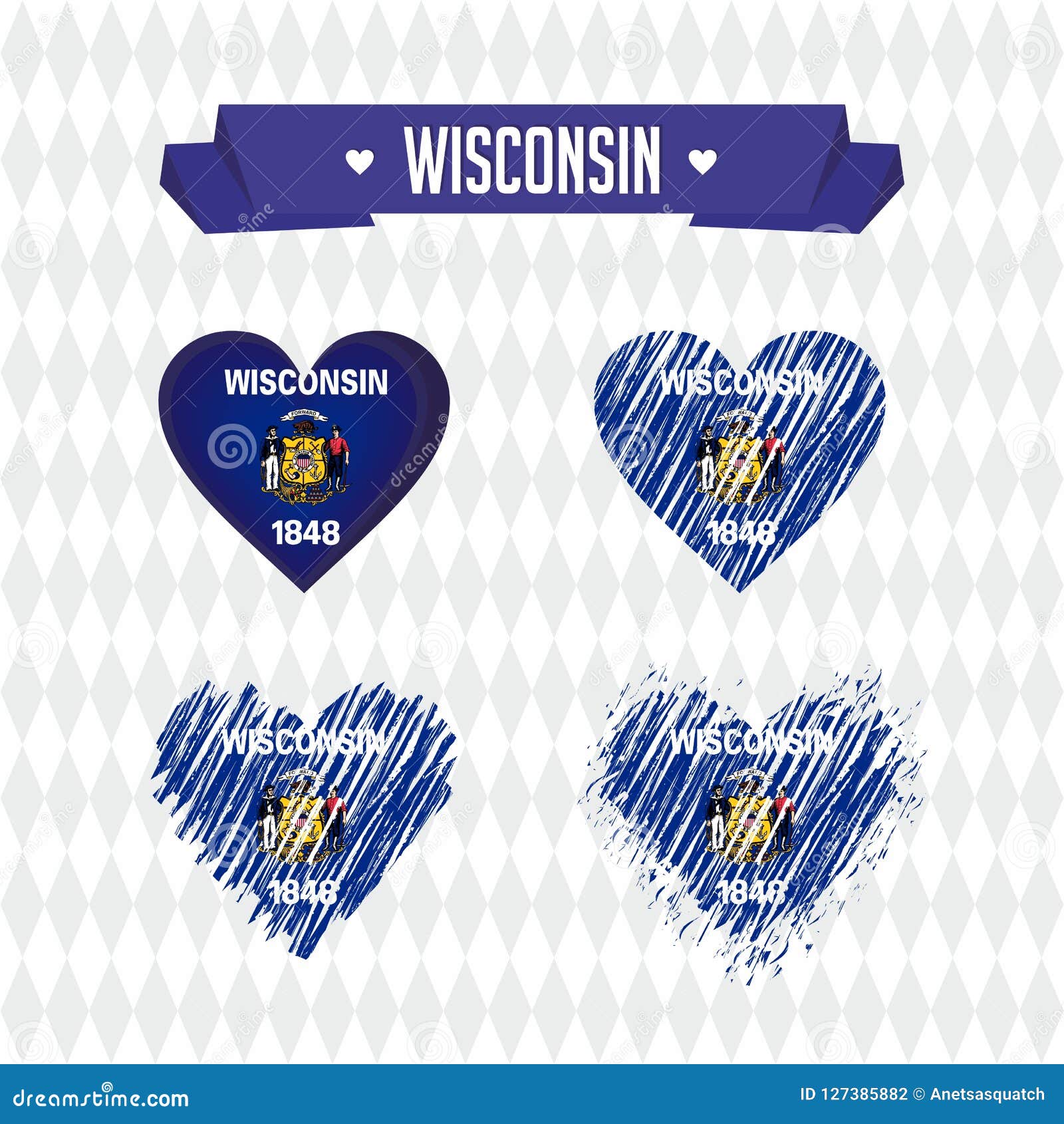 Wisconsin with Love. Design Vector Broken Heart with Flag Inside. Stock ...