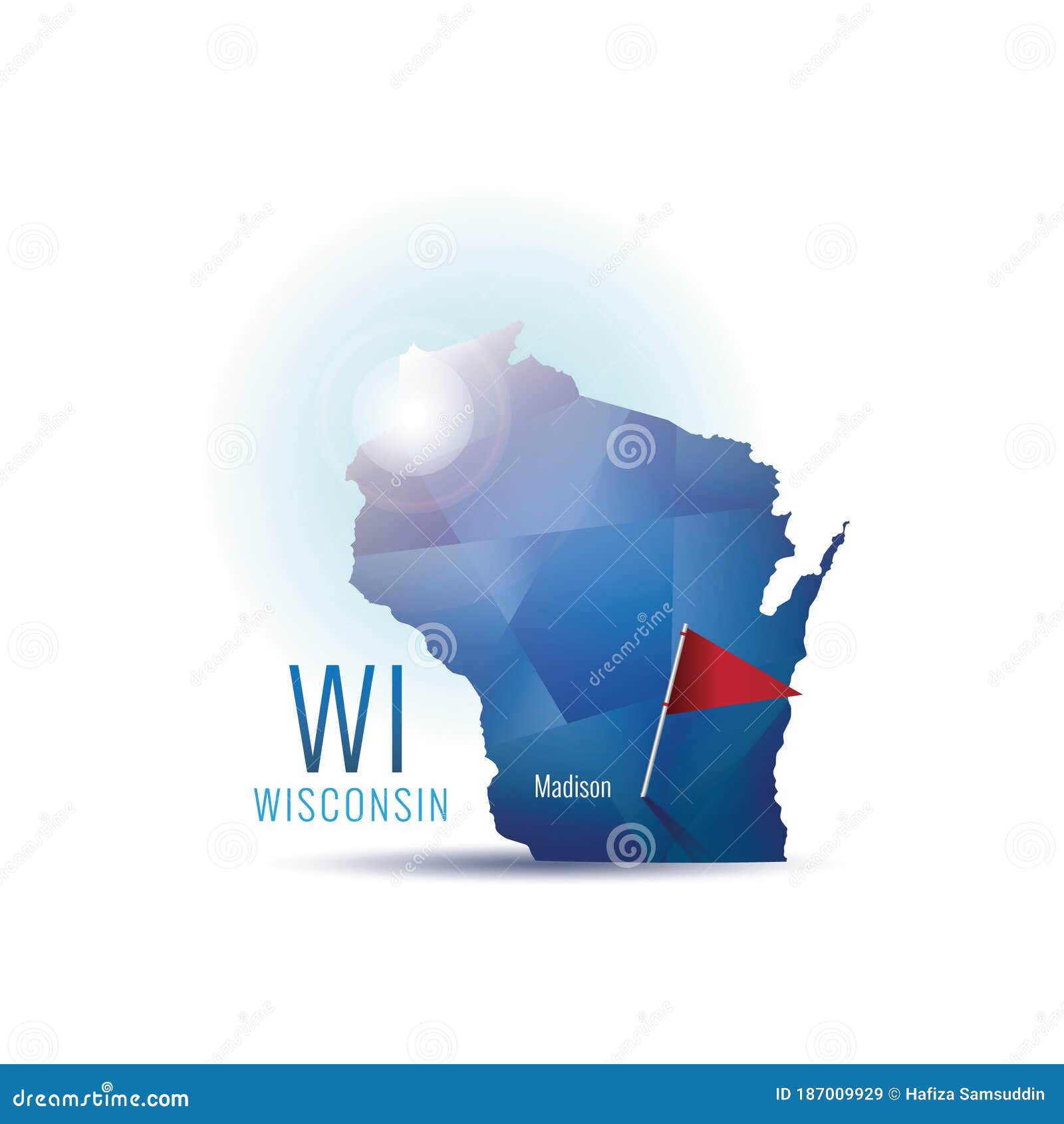 Wisconsin Map with Capital City. Vector Illustration Decorative Design ...