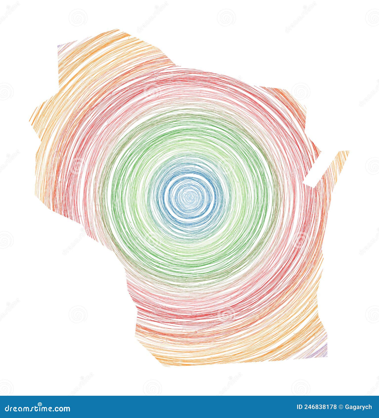 Wisconsin Map Filled with Concentric Circles. Stock Vector ...
