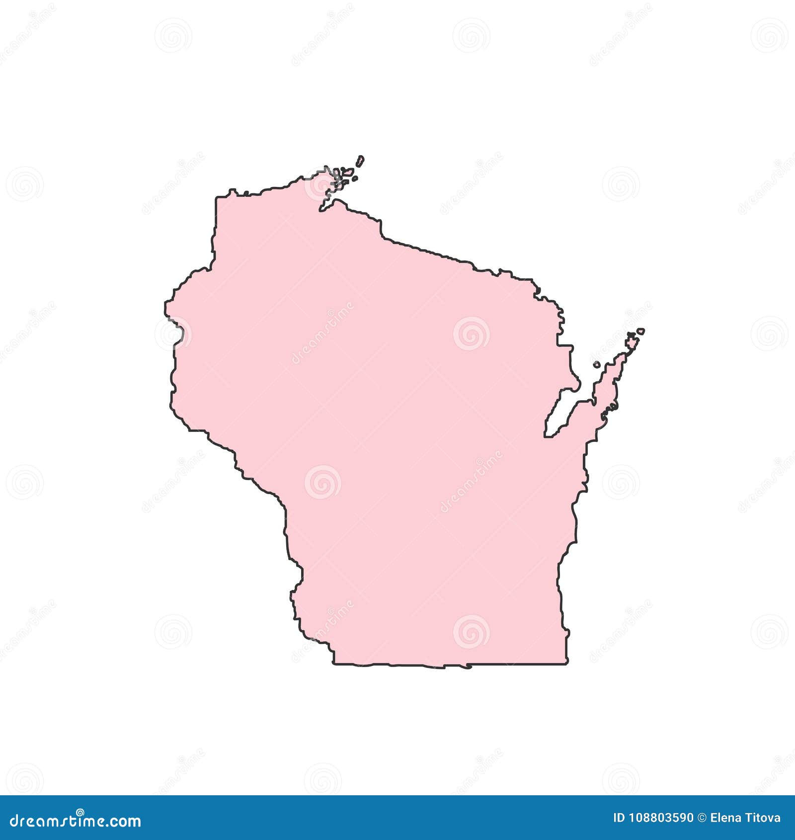 Wisconsin Map Isolated on White Background Silhouette. Wisconsin USA ...