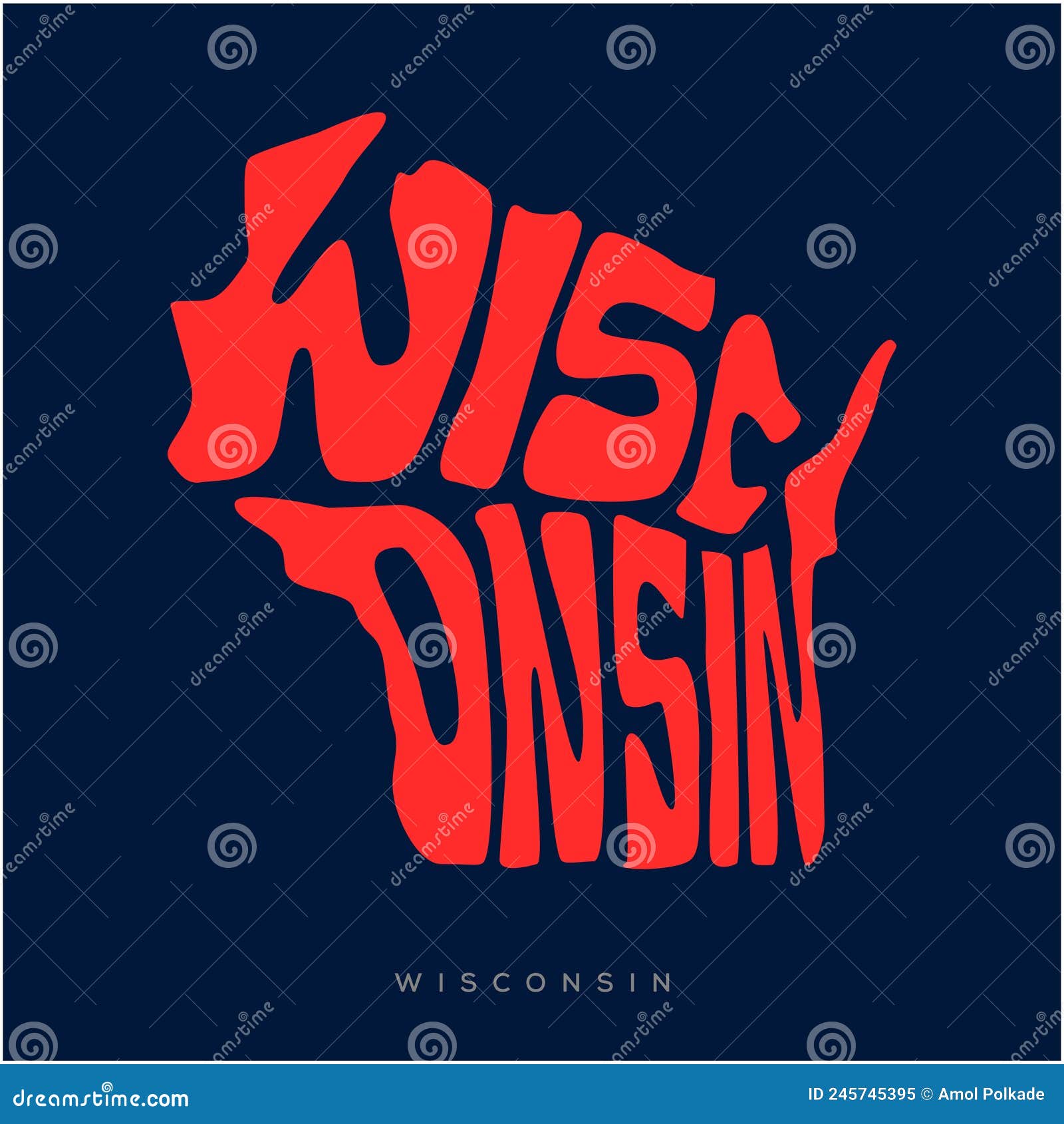 Wisconsin Map Typography. Wisconsin State Map Typography Stock Vector ...