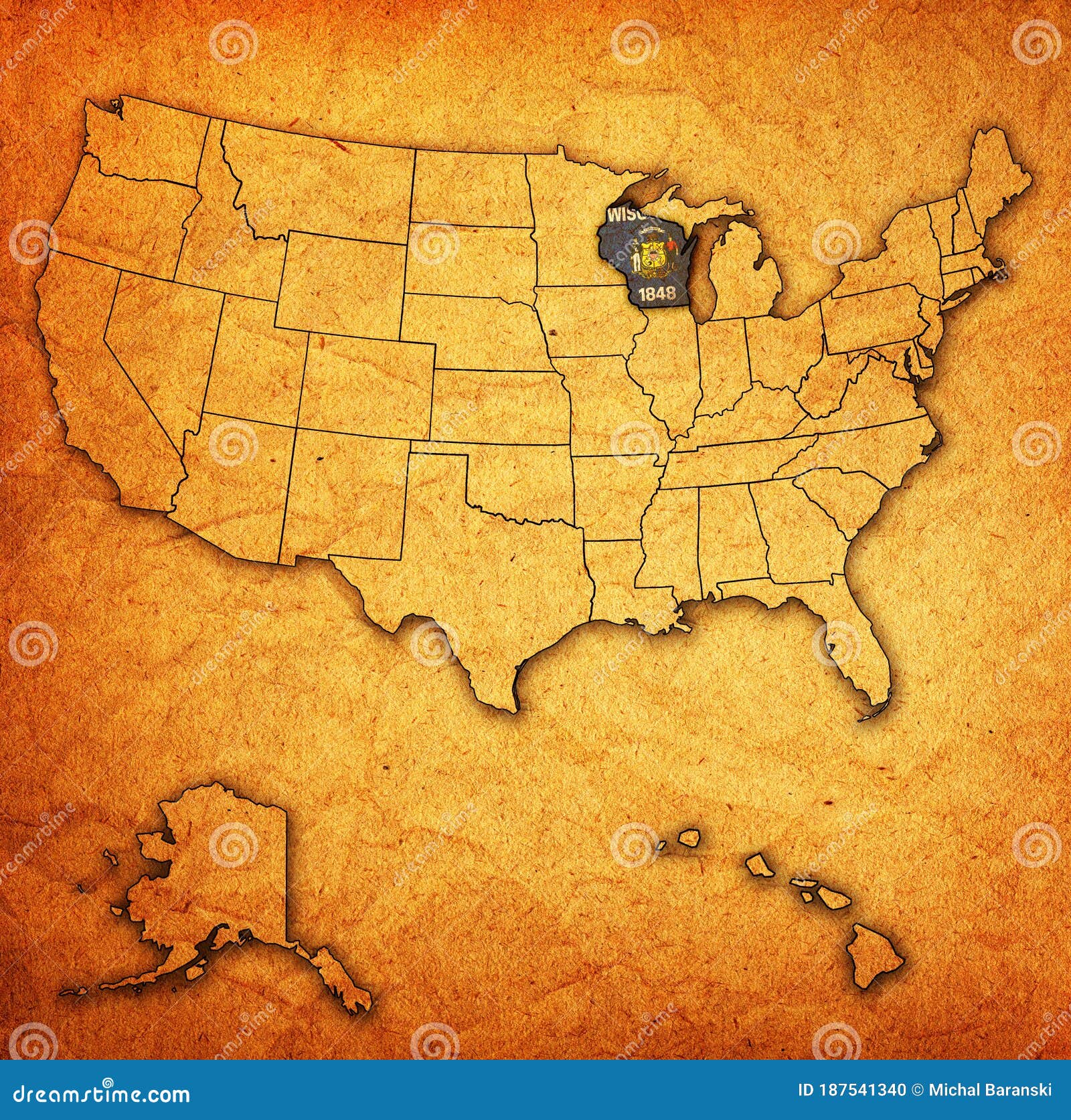 Wisconsin on map of usa stock illustration. Illustration of national ...