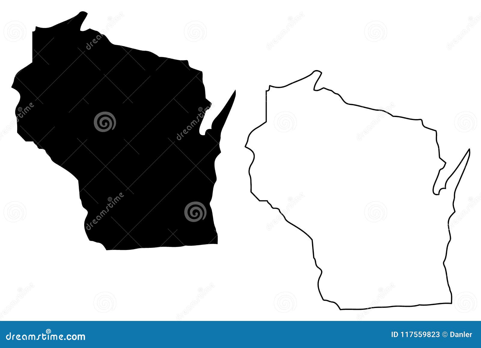 Wisconsin map vector stock vector. Illustration of contour - 117559823