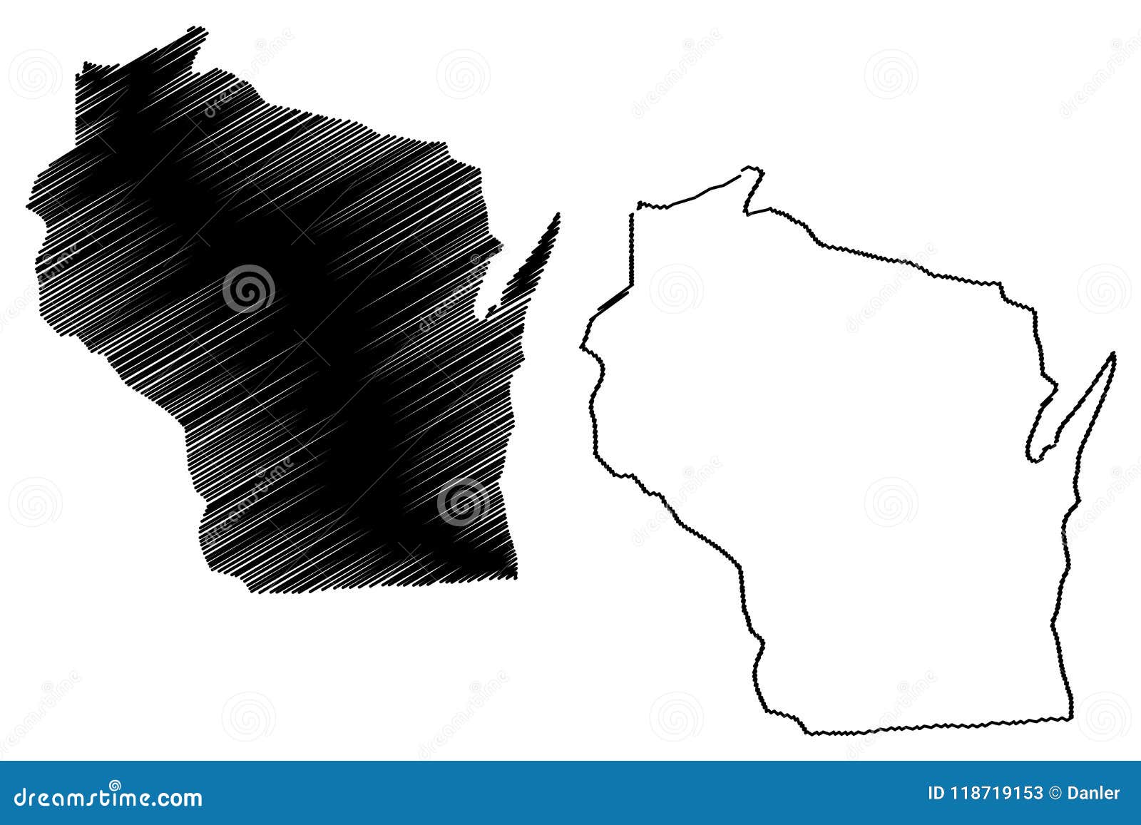 Wisconsin map vector stock vector. Illustration of scratch - 118719153