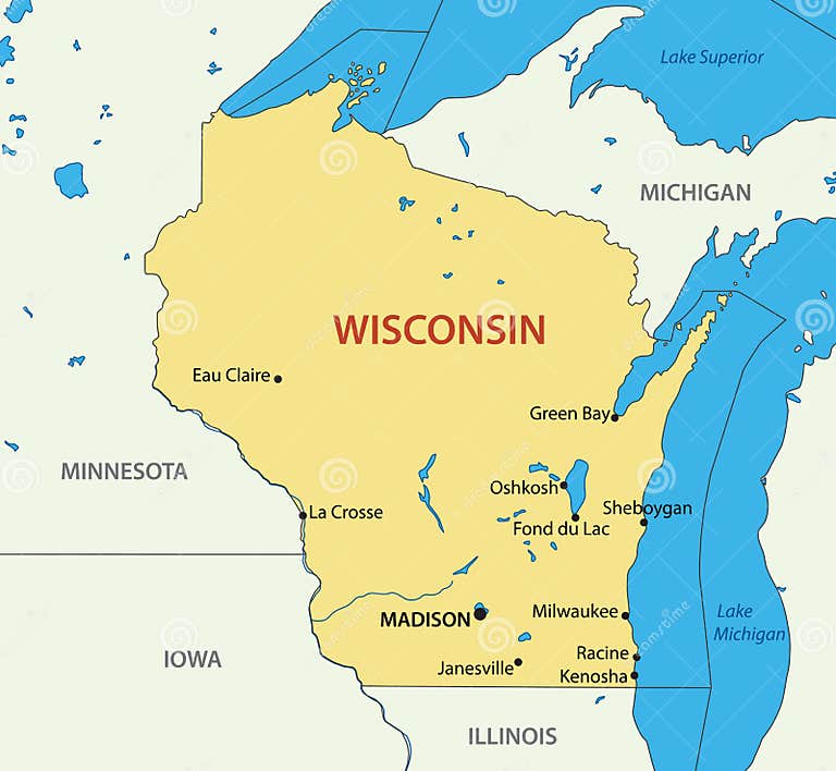 Wisconsin - Mapa Del Vector Del Estado Ilustración del Vector ... Wisconsin - Mapa Del Vector Del Estado Ilustración del Vector ...
