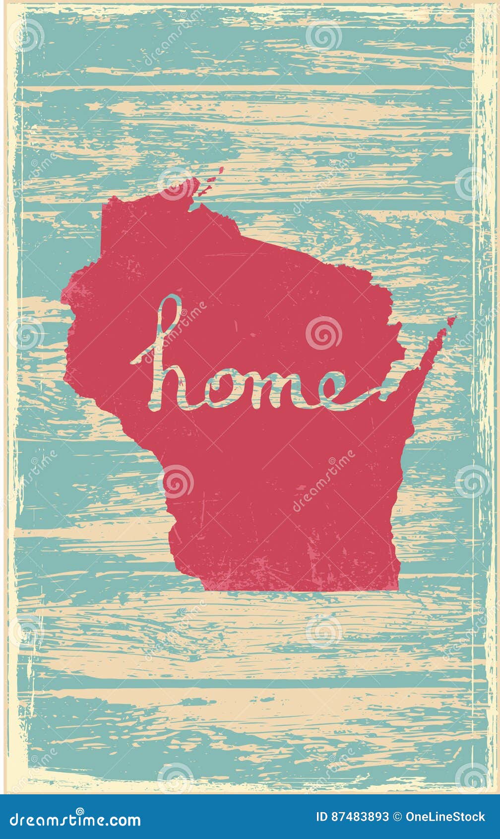 Wisconsin Nostalgic Rustic Vintage State Vector Sign Stock Vector ...