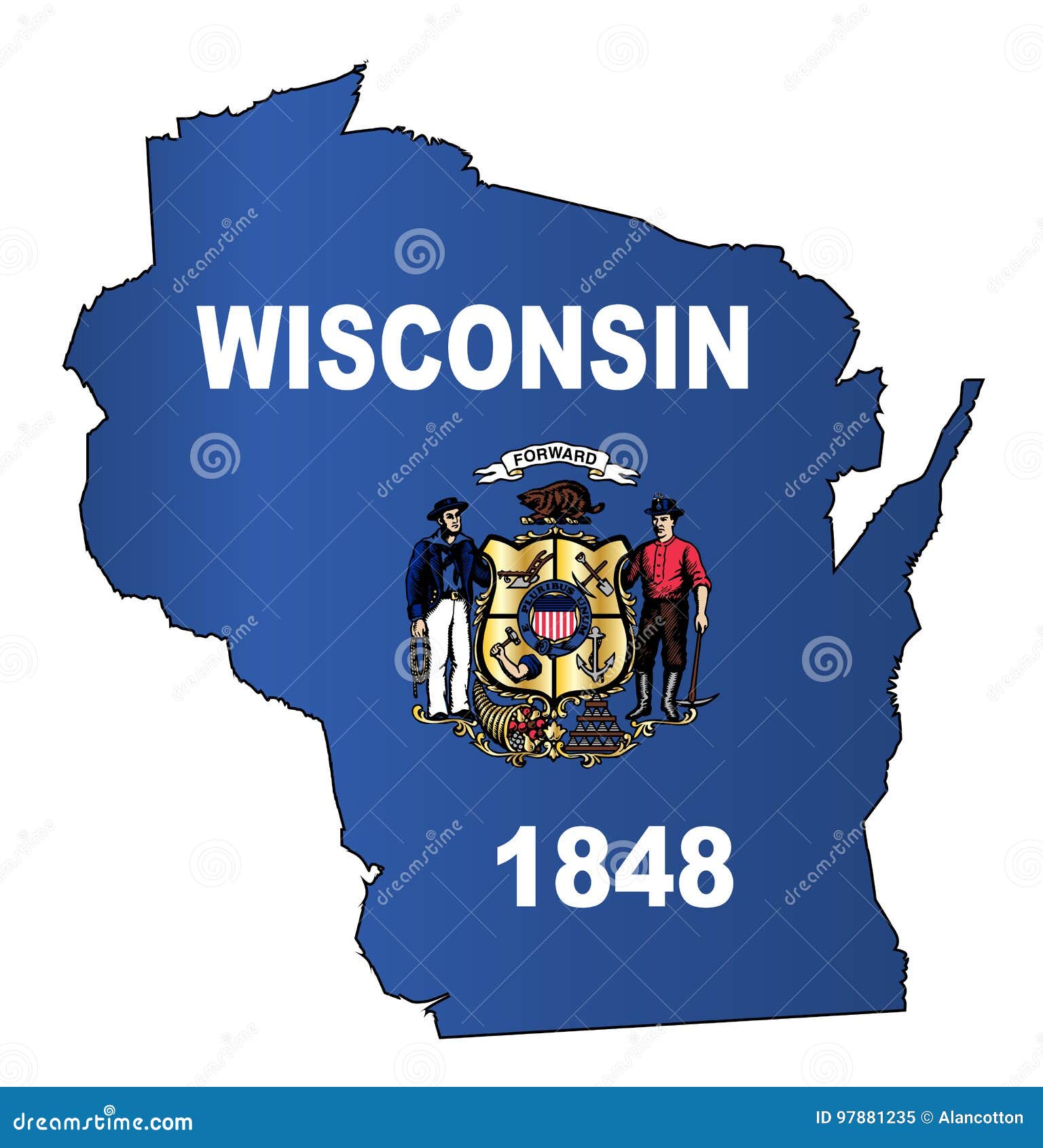 Wisconsin Outline Map State Shape Vector Illustration | CartoonDealer ...
