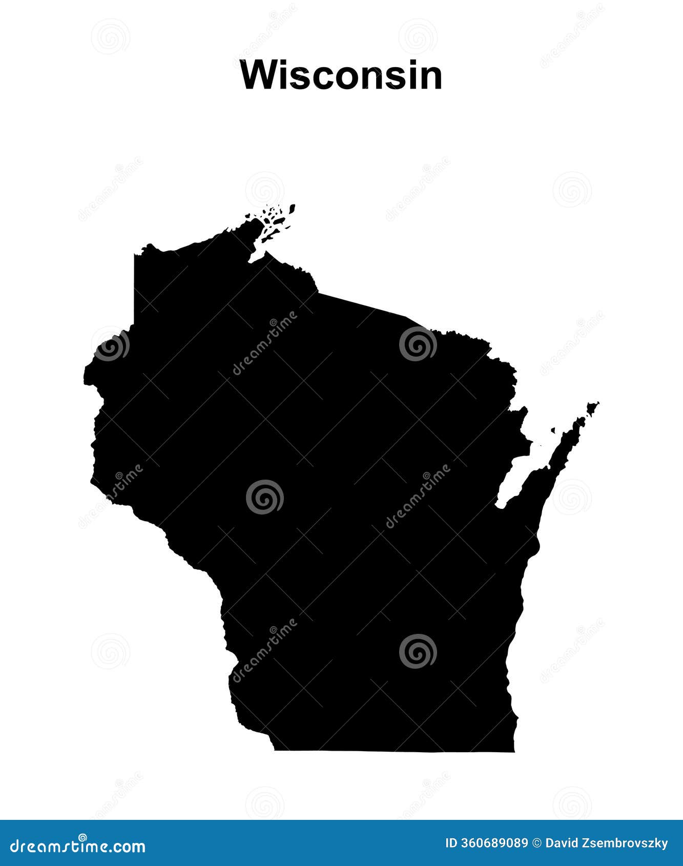 Wisconsin Outline Map State Shape Vector Illustration | CartoonDealer ...