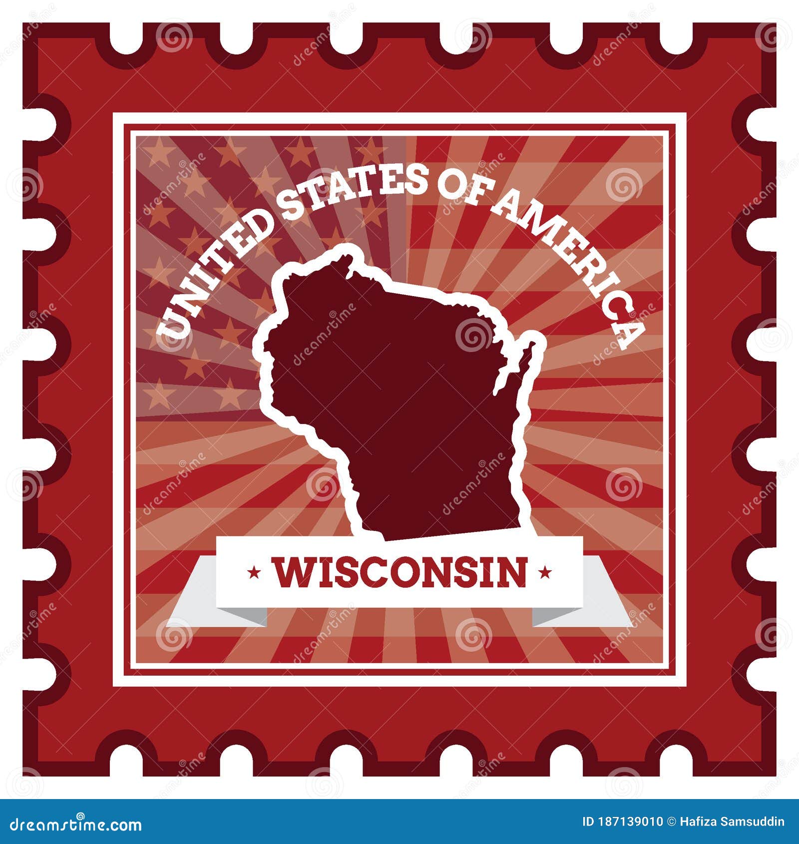 Wisconsin Postage Stamp. Vector Illustration Decorative Design Stock ...